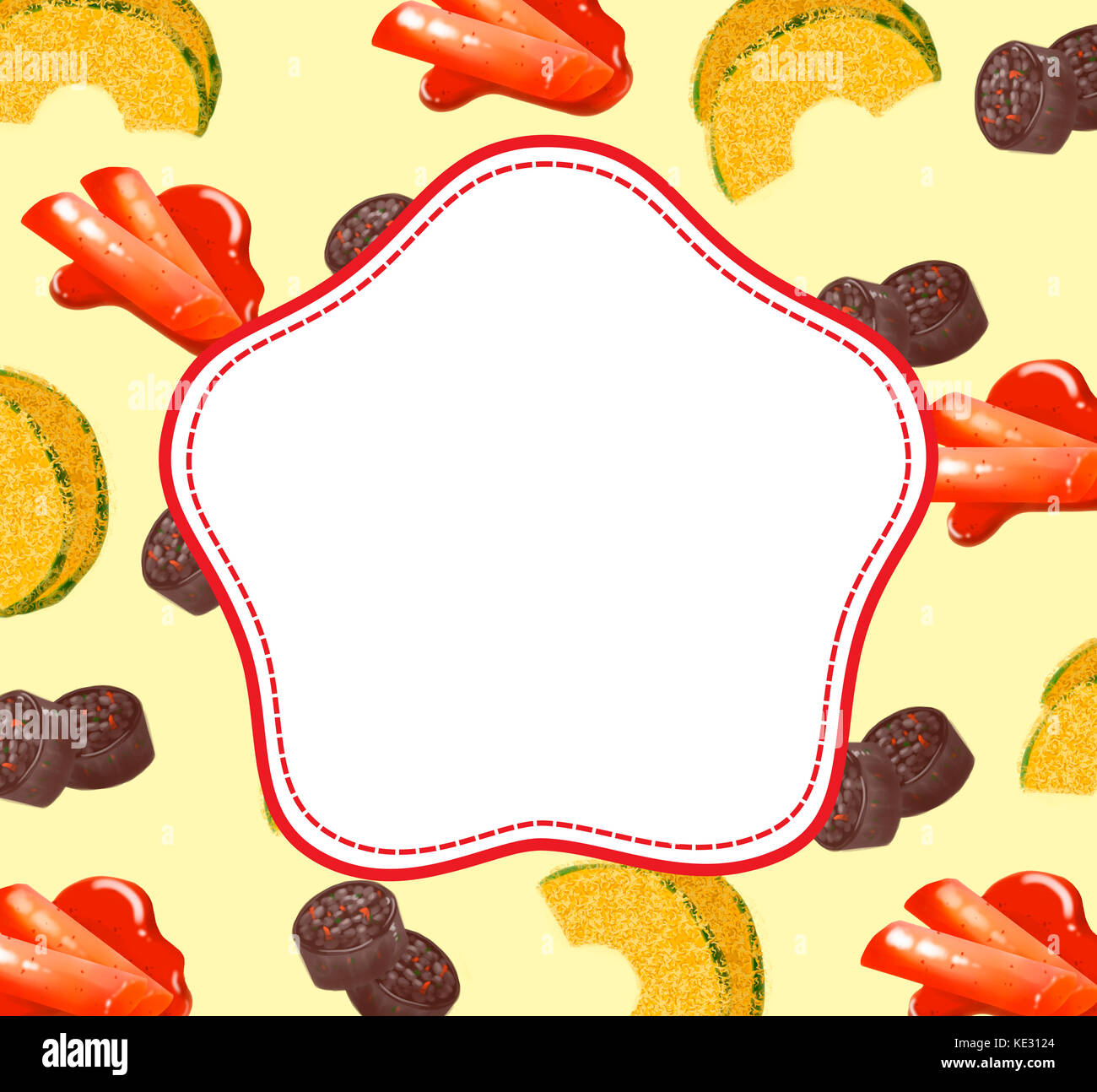 Frame with patterns of some snacks Stock Photo - Alamy