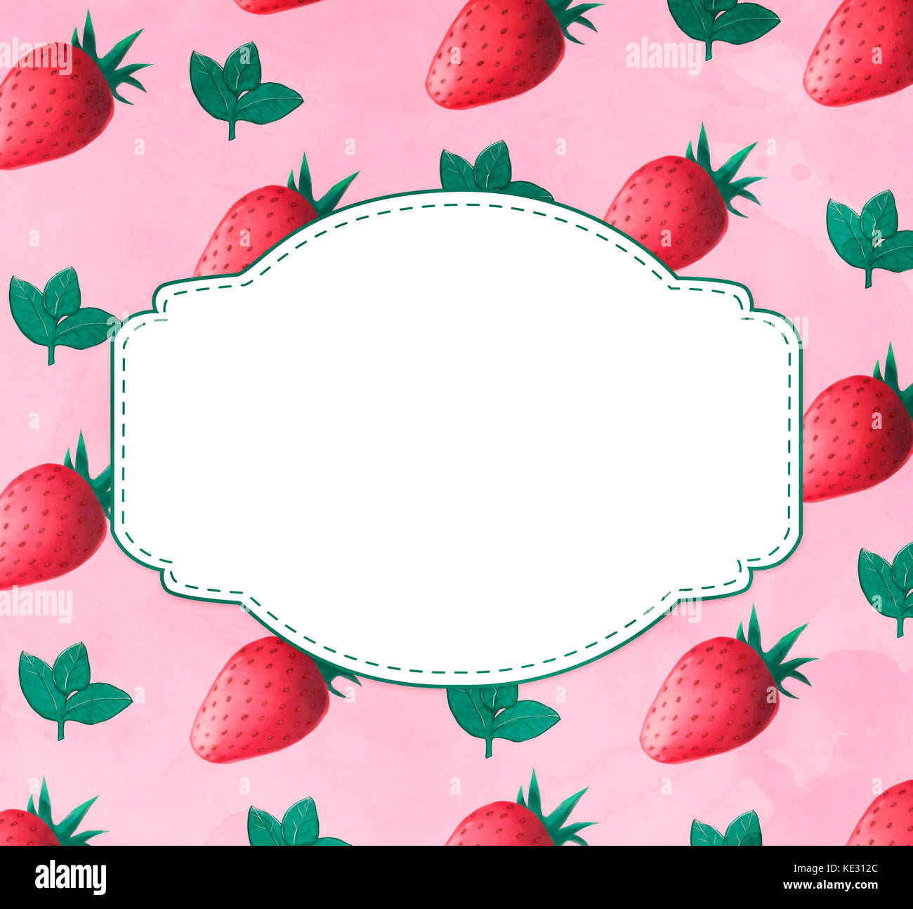 Frame with patterns of strawberries in pink background Stock Photo - Alamy