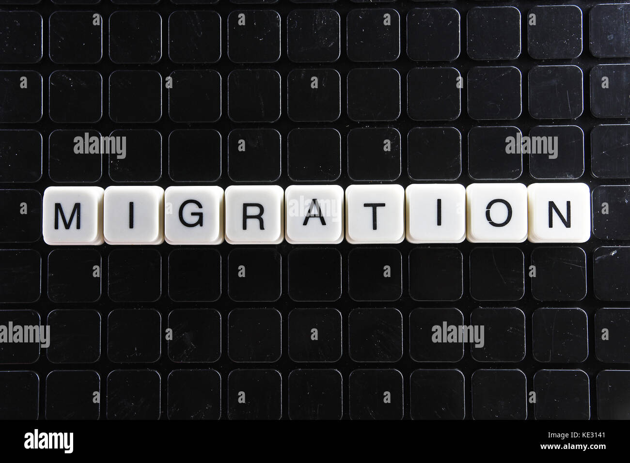 Migration text word photo illustration Stock Photo - Alamy