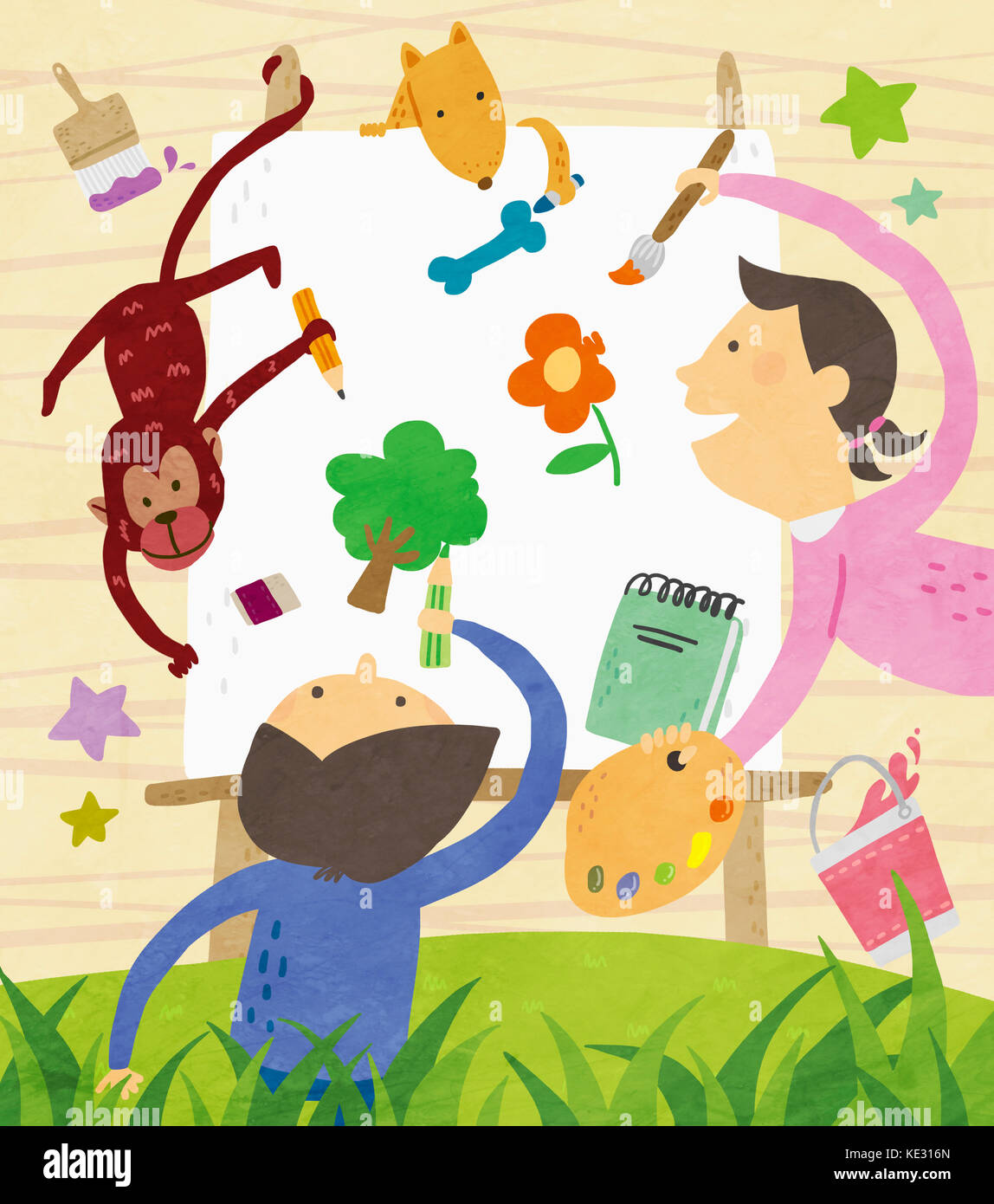 Children learning art Stock Photo - Alamy