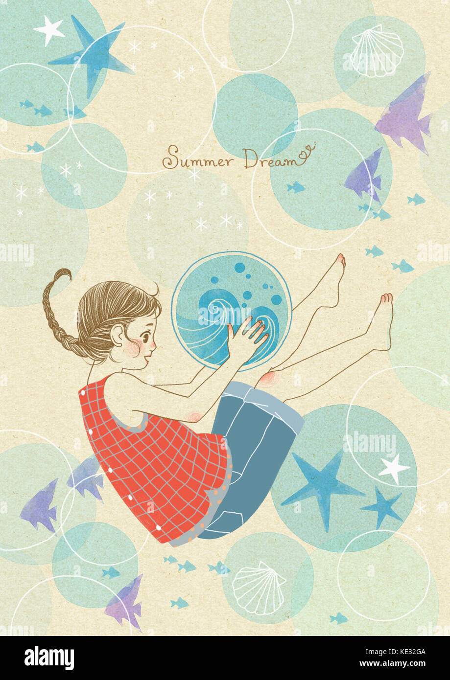 Smiling girl holding bubble underwater Stock Photo - Alamy