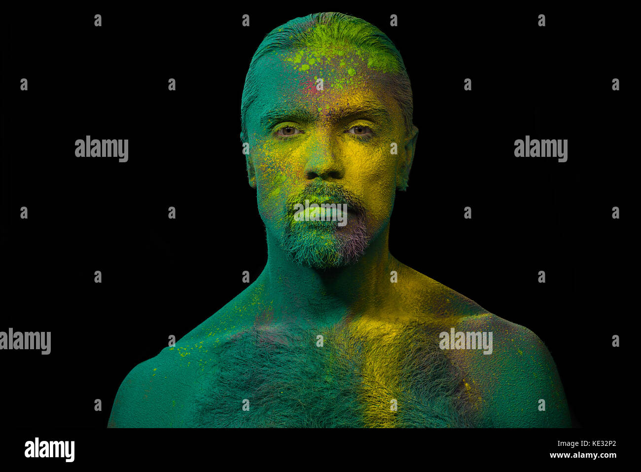 Man covered powder paint hi-res stock photography and images - Alamy
