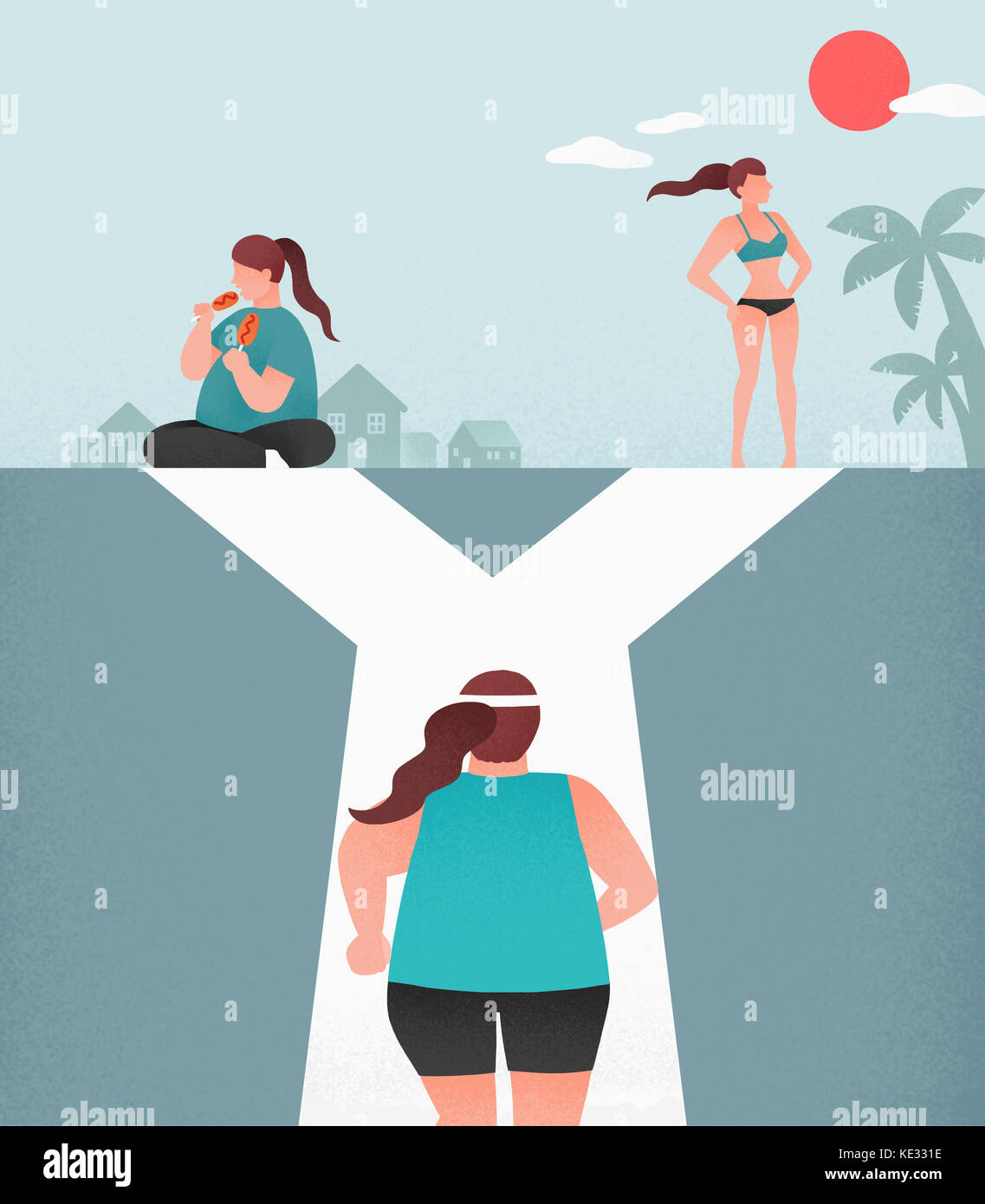 Contrast of two women fat and slim Stock Photo - Alamy