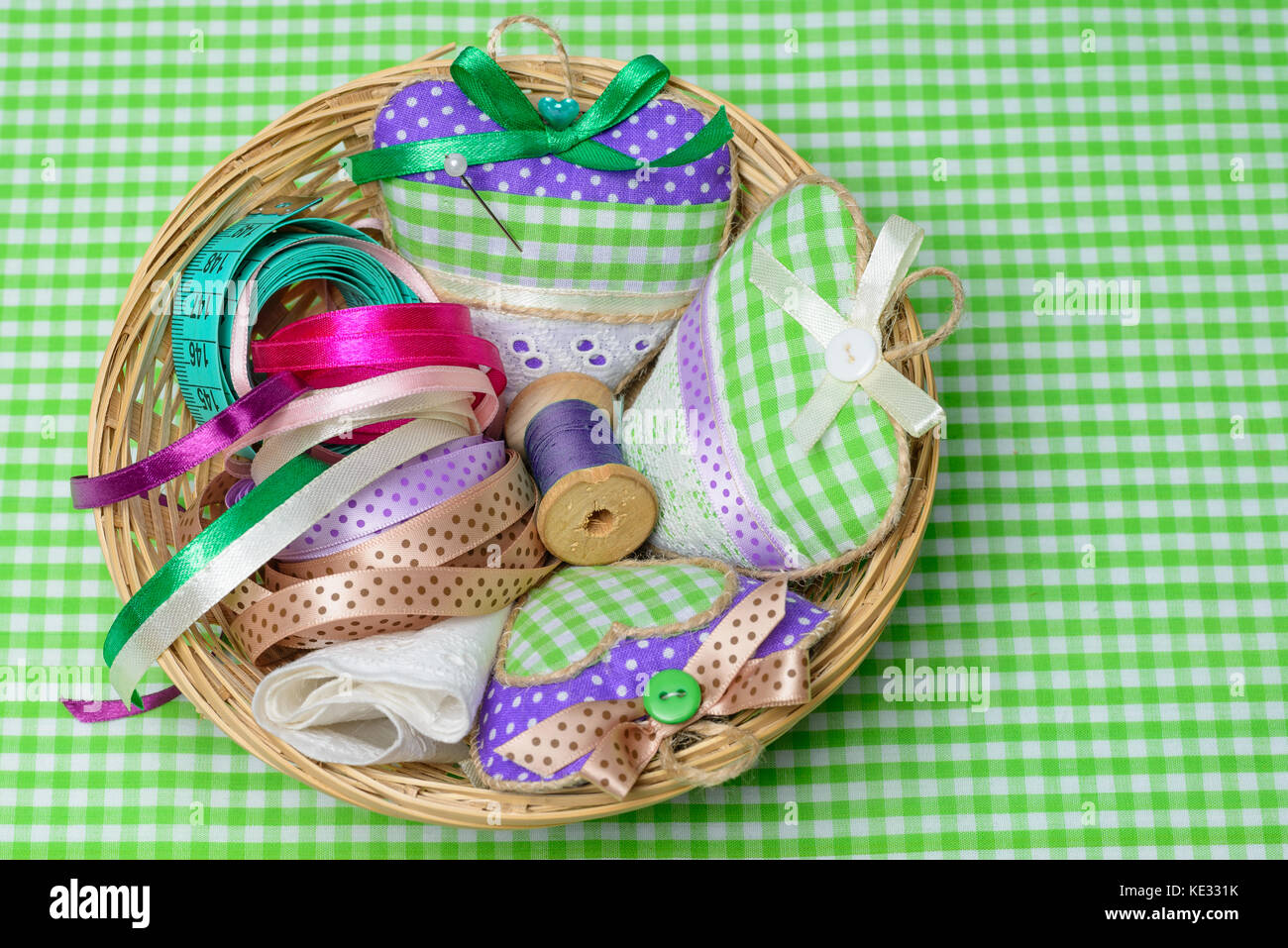 Set of objects related to handcraft and sewing Stock Photo - Alamy