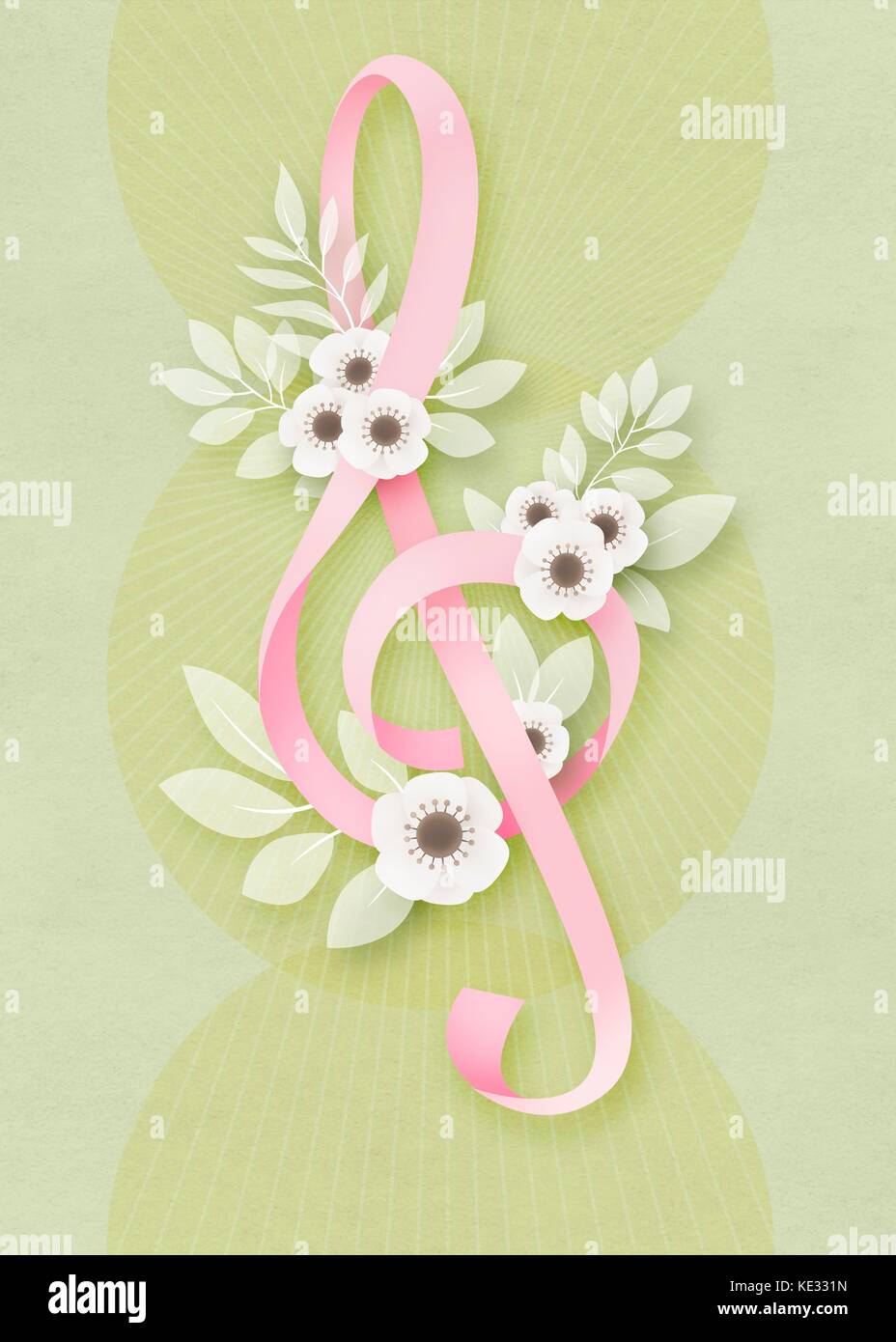 G clef with flowers Stock Photo - Alamy