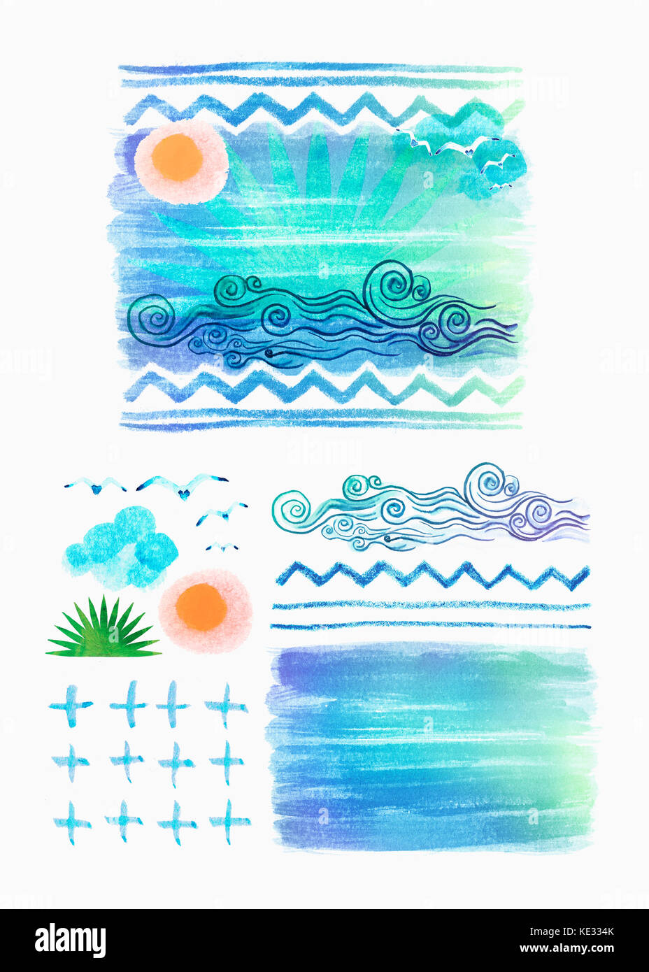 Various elements of summer Stock Photo - Alamy