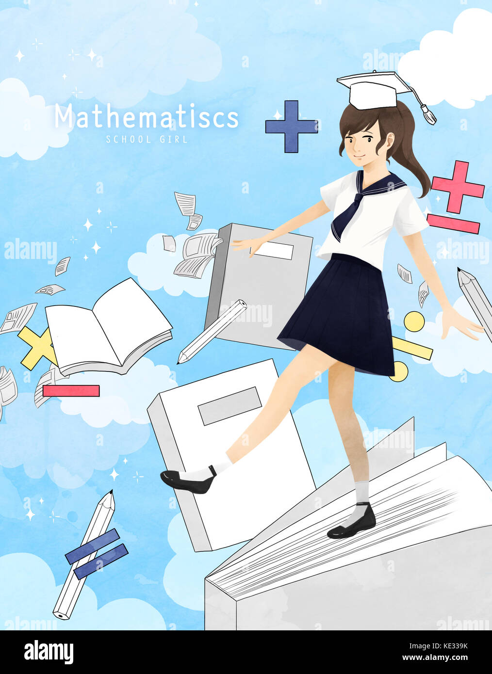 School girl with mathematical symbols Stock Photo - Alamy