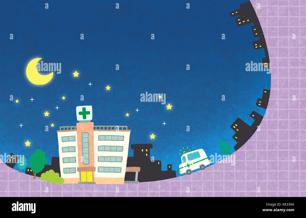 Hospital and ambulance at night Stock Photo - Alamy