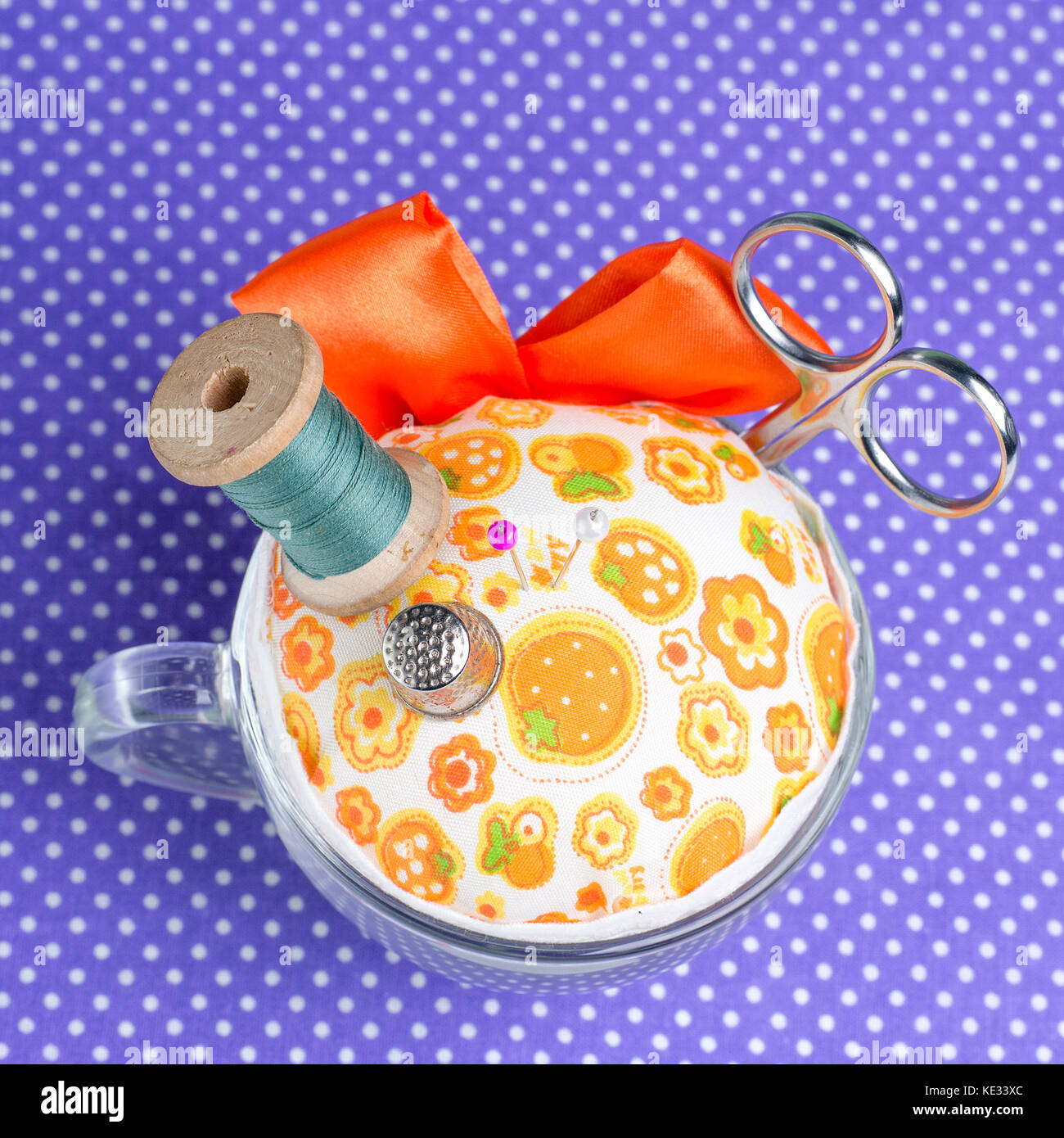 Set of objects related to handcraft and sewing Stock Photo - Alamy