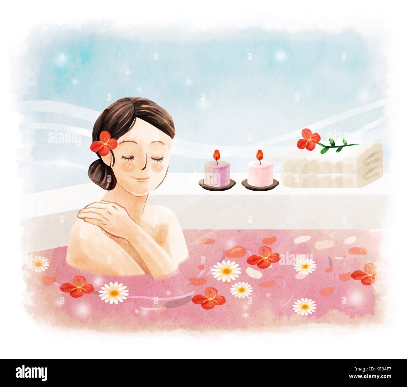 Smiling woman relaxing at spa Stock Photo - Alamy