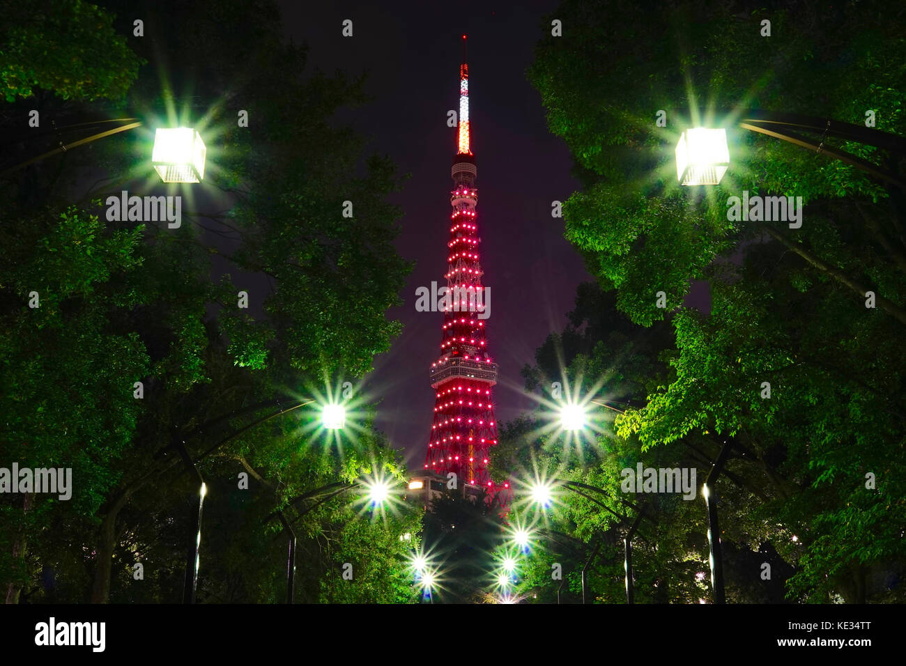 Illuminated Tokyo Tower Stock Photo - Alamy