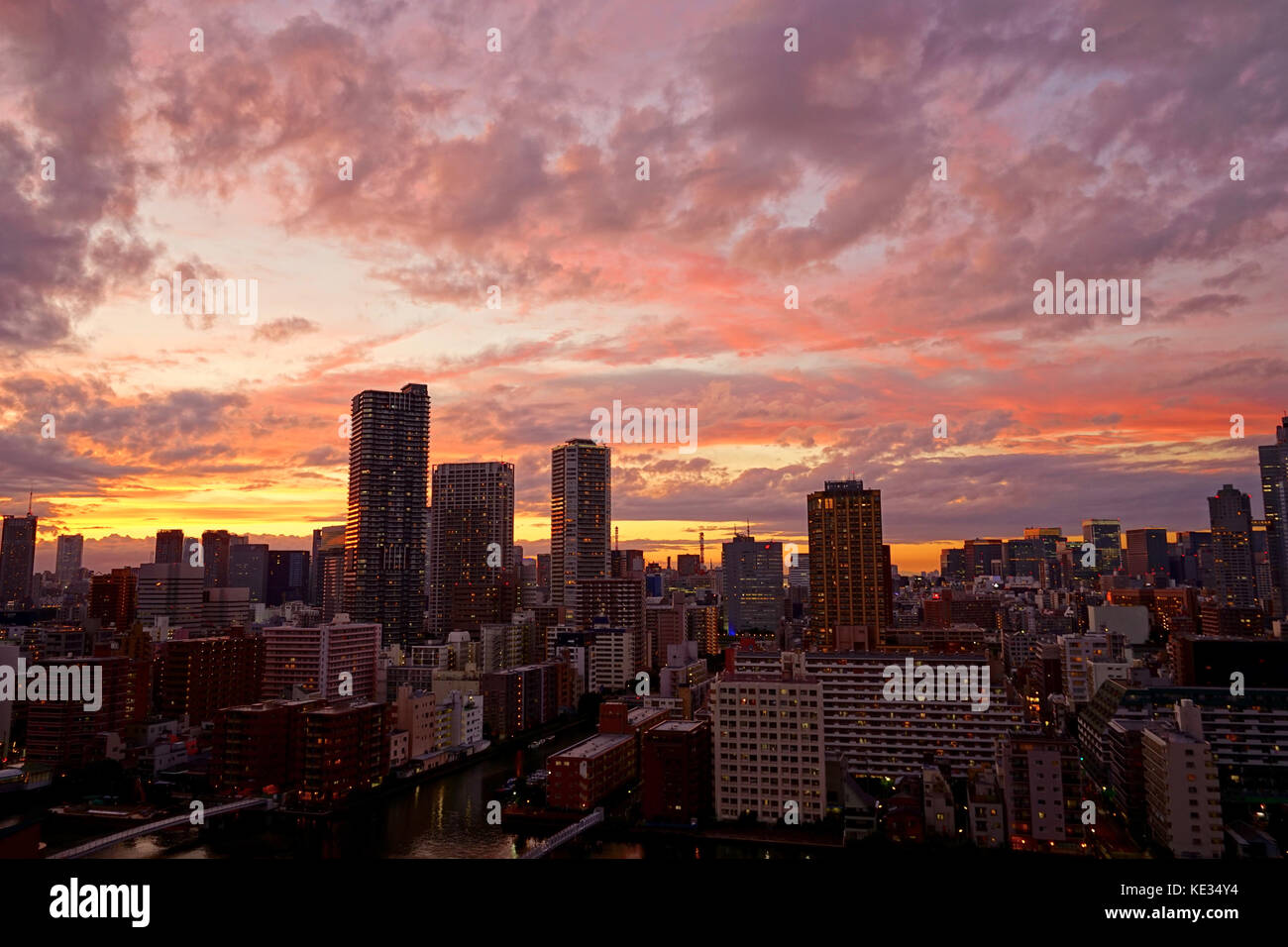 Cityscape at Sunset Stock Photo - Alamy
