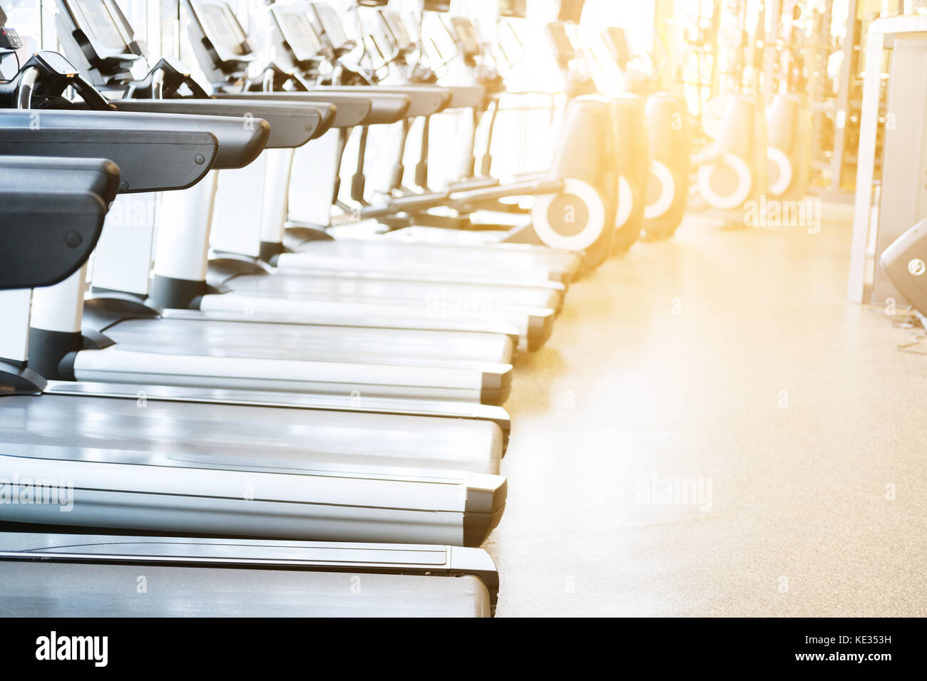 fitness facility center, gym interior, health club with sports training ...