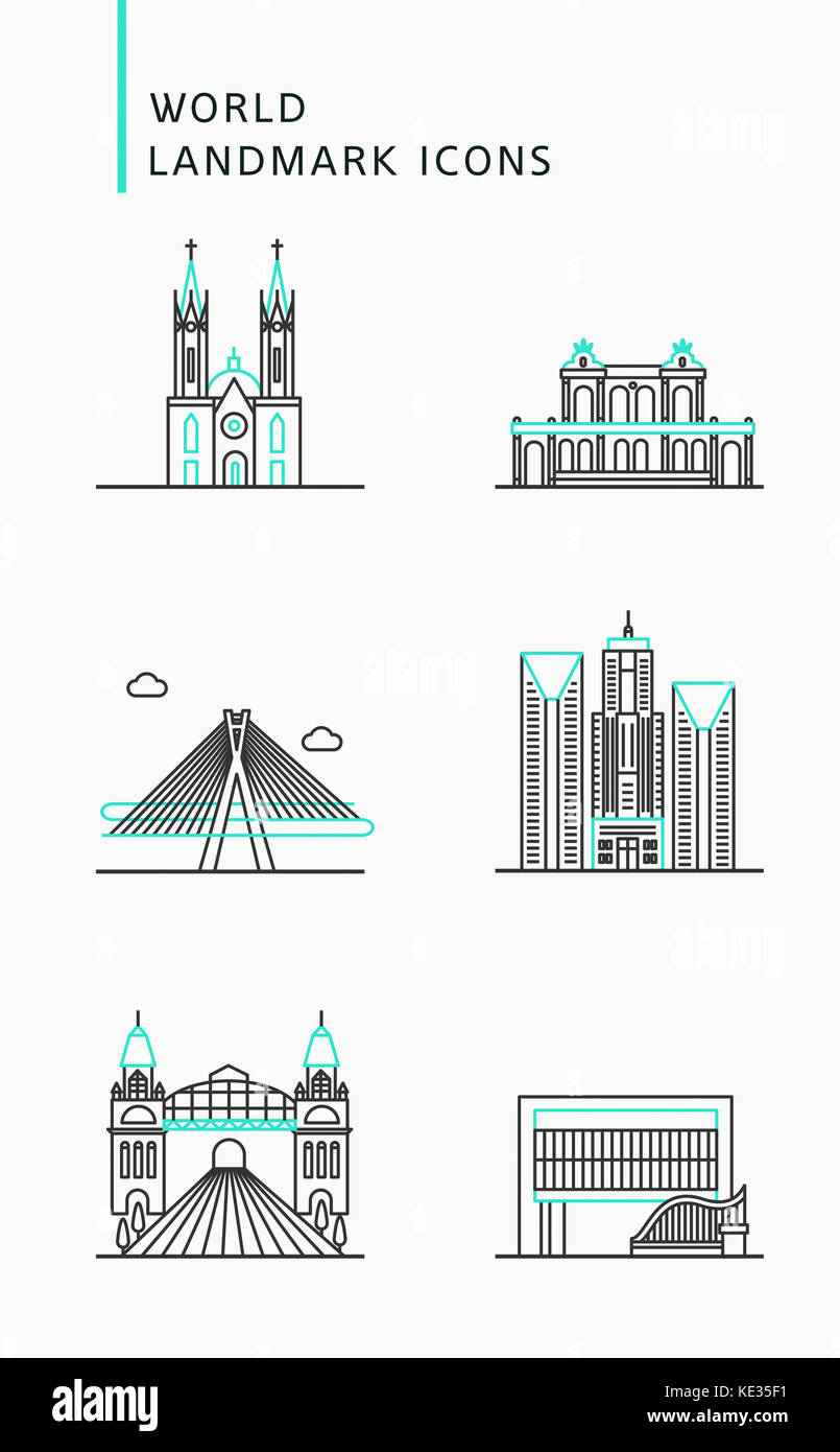 Icons of landmarks in Brazil Stock Photo - Alamy