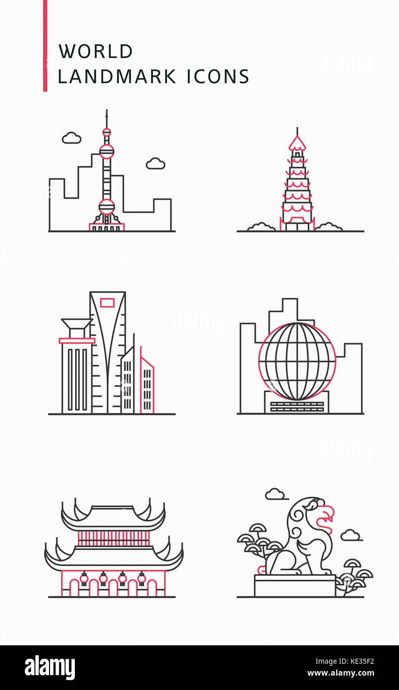 Icons of landmarks in China Stock Photo - Alamy