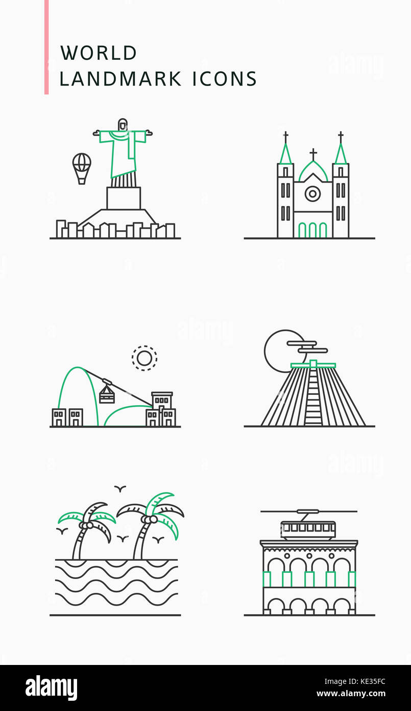 Icons of landmarks in Brazil Stock Photo - Alamy