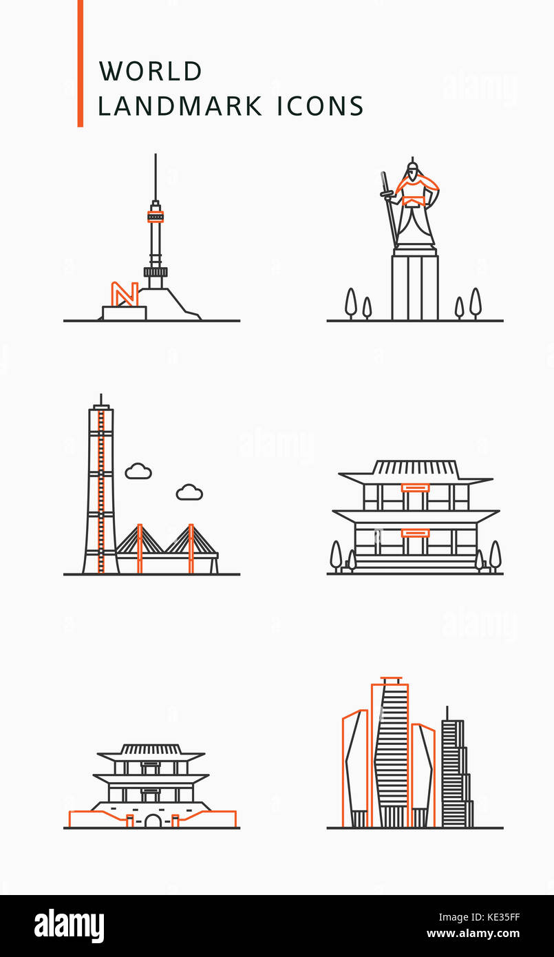 Icons of landmarks in Korea Stock Photo - Alamy