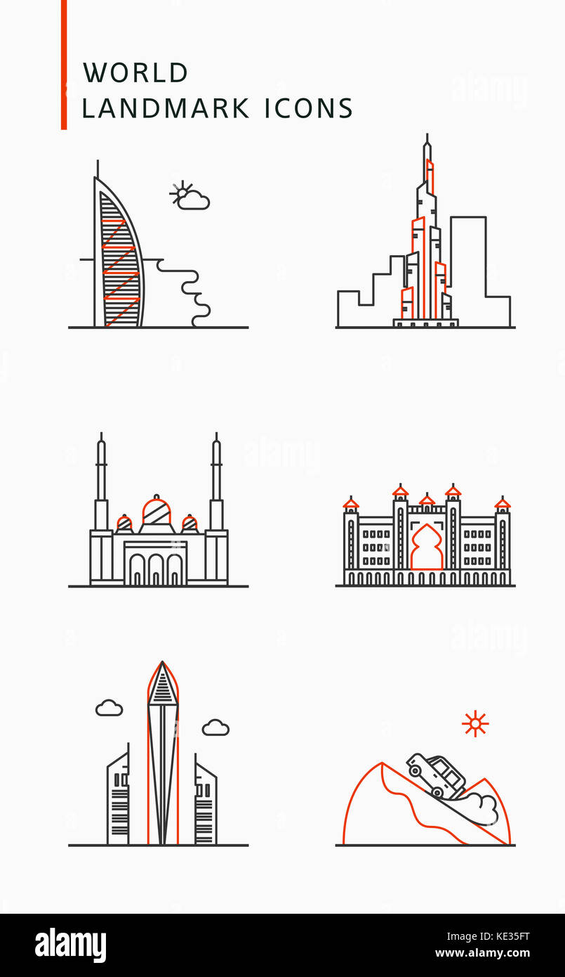 Icons of landmarks in United Arab Emirates Stock Photo - Alamy