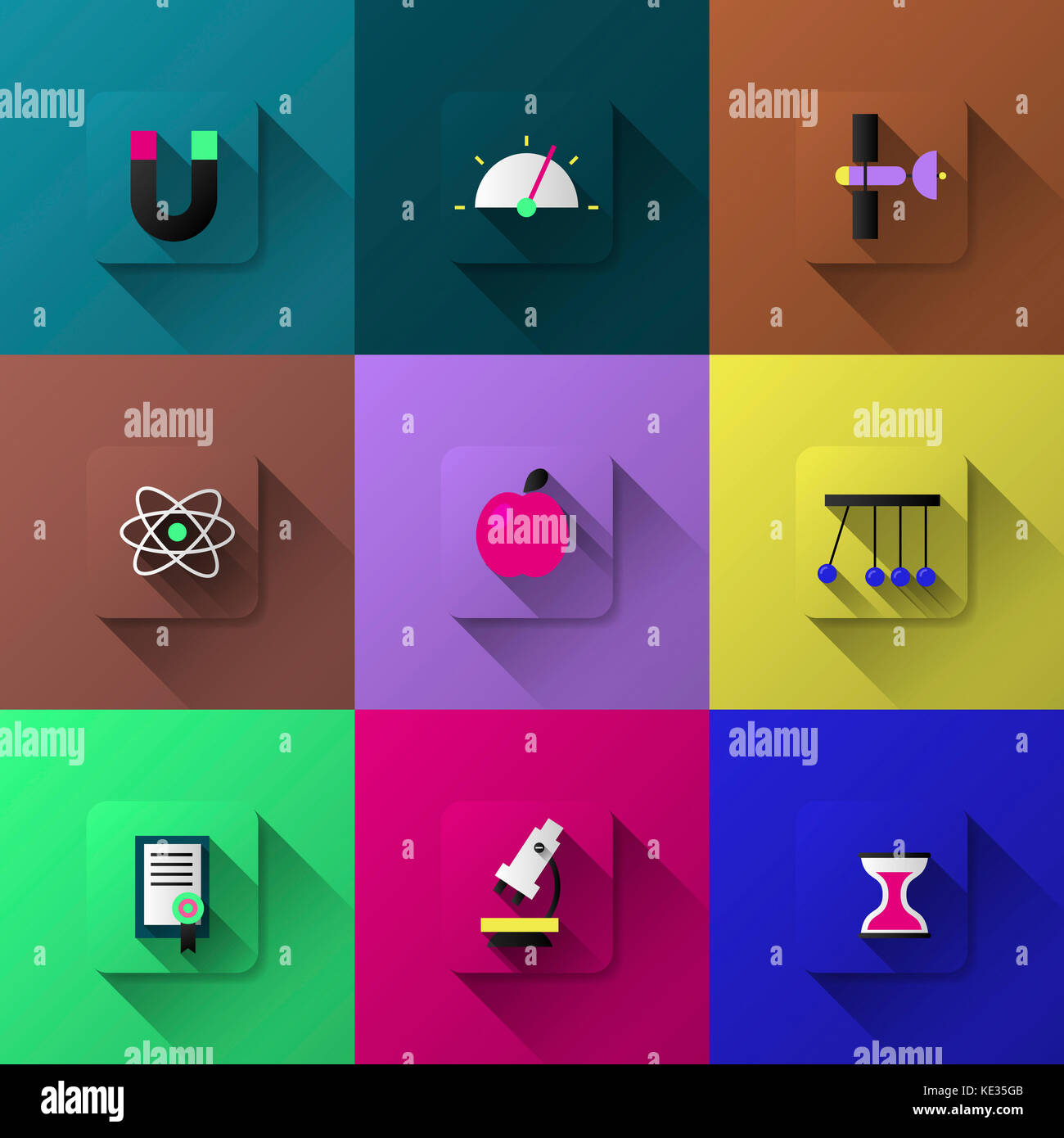 Set of icons related to science education Stock Photo - Alamy