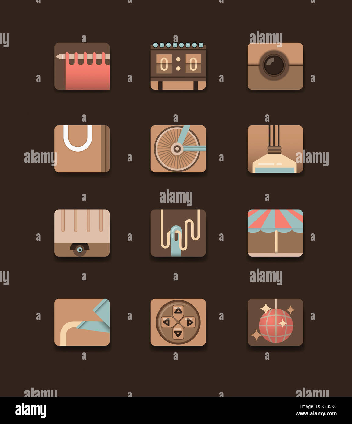Set of various vintage icons Stock Photo - Alamy