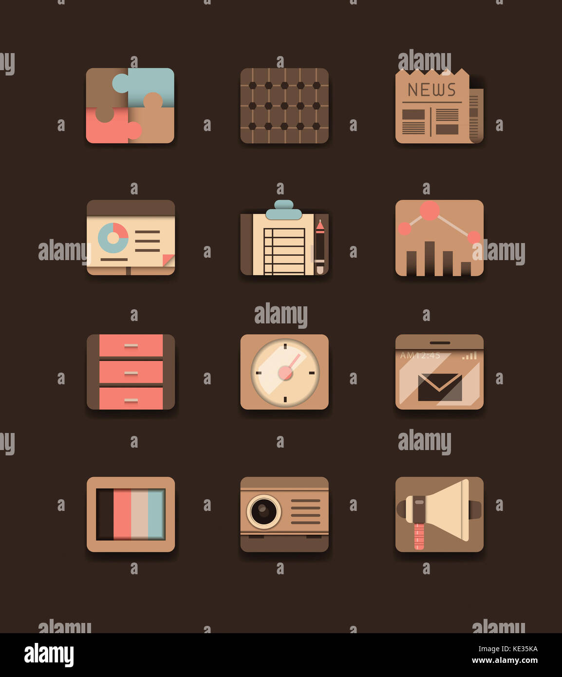 Set of various vintage icons Stock Photo - Alamy