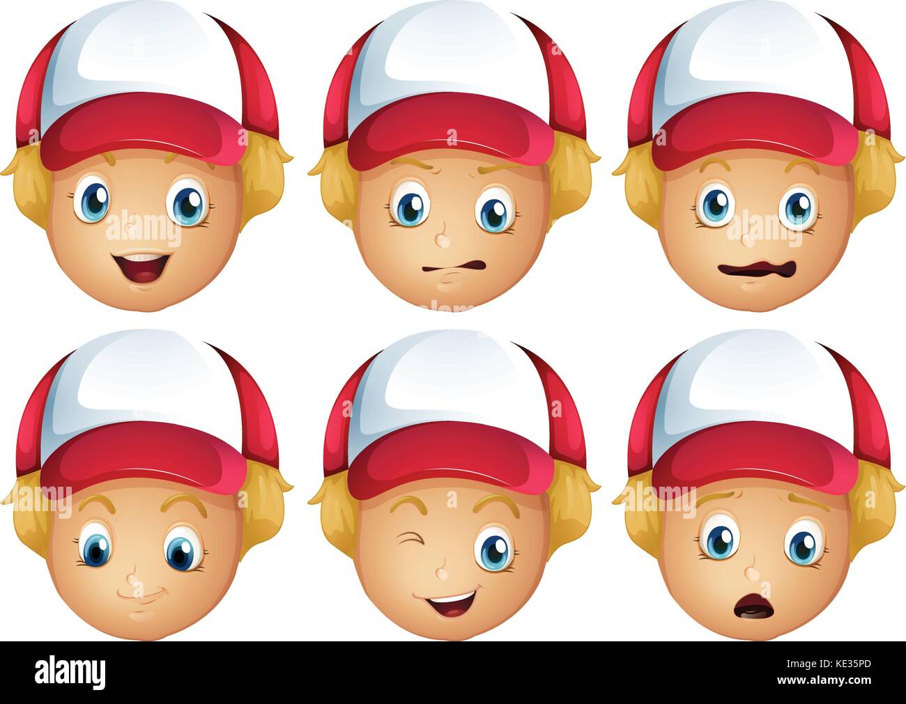 Boy different facial expressions illustration hi-res stock photography ...