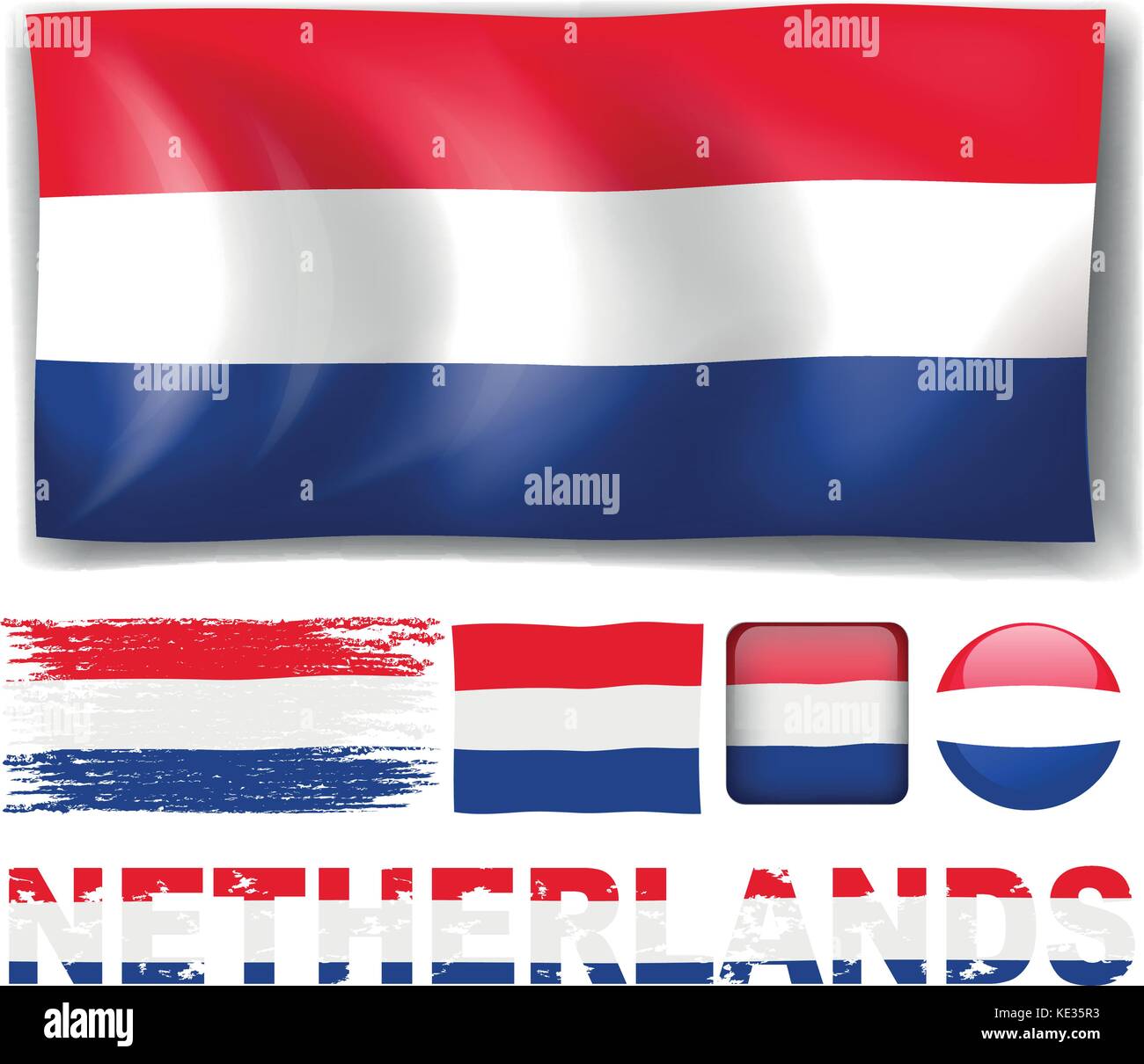 Netherland flag in different designs illustration Stock Vector Image ...