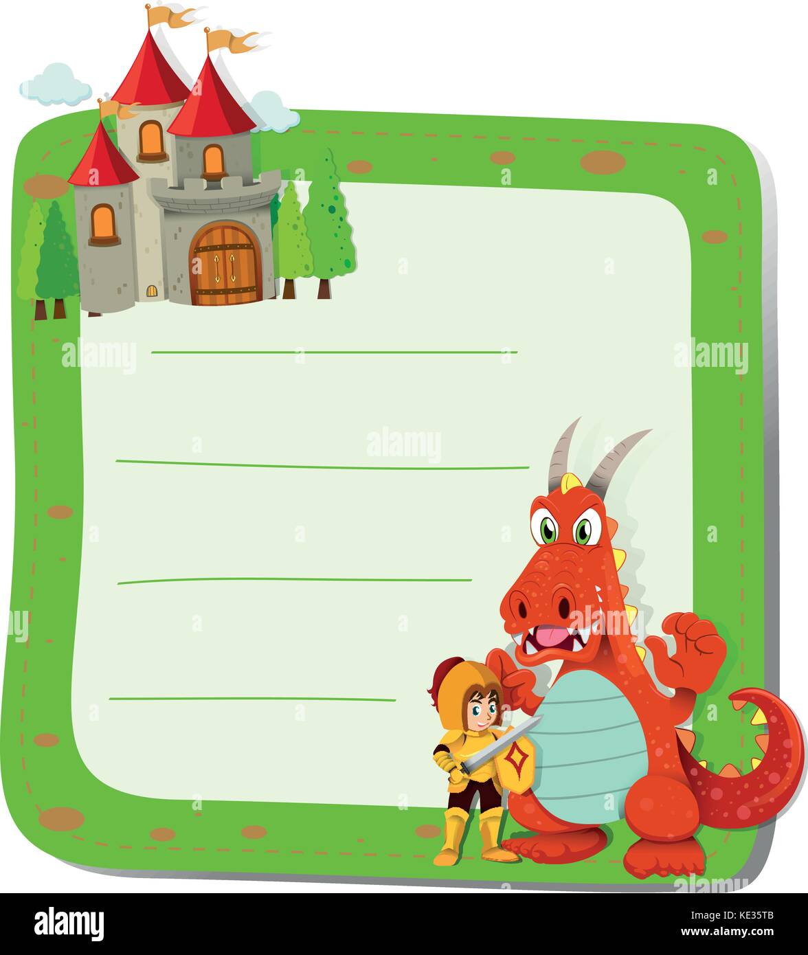 Paper design with dragon and knight illustration Stock Vector Image ...