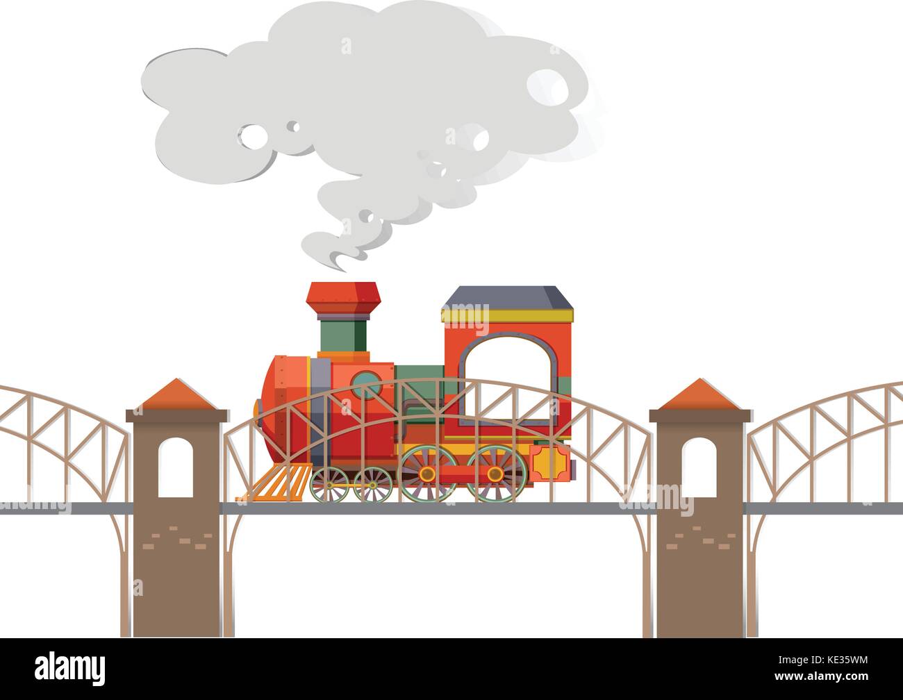 Train riding over the bridge illustration Stock Vector Image & Art - Alamy