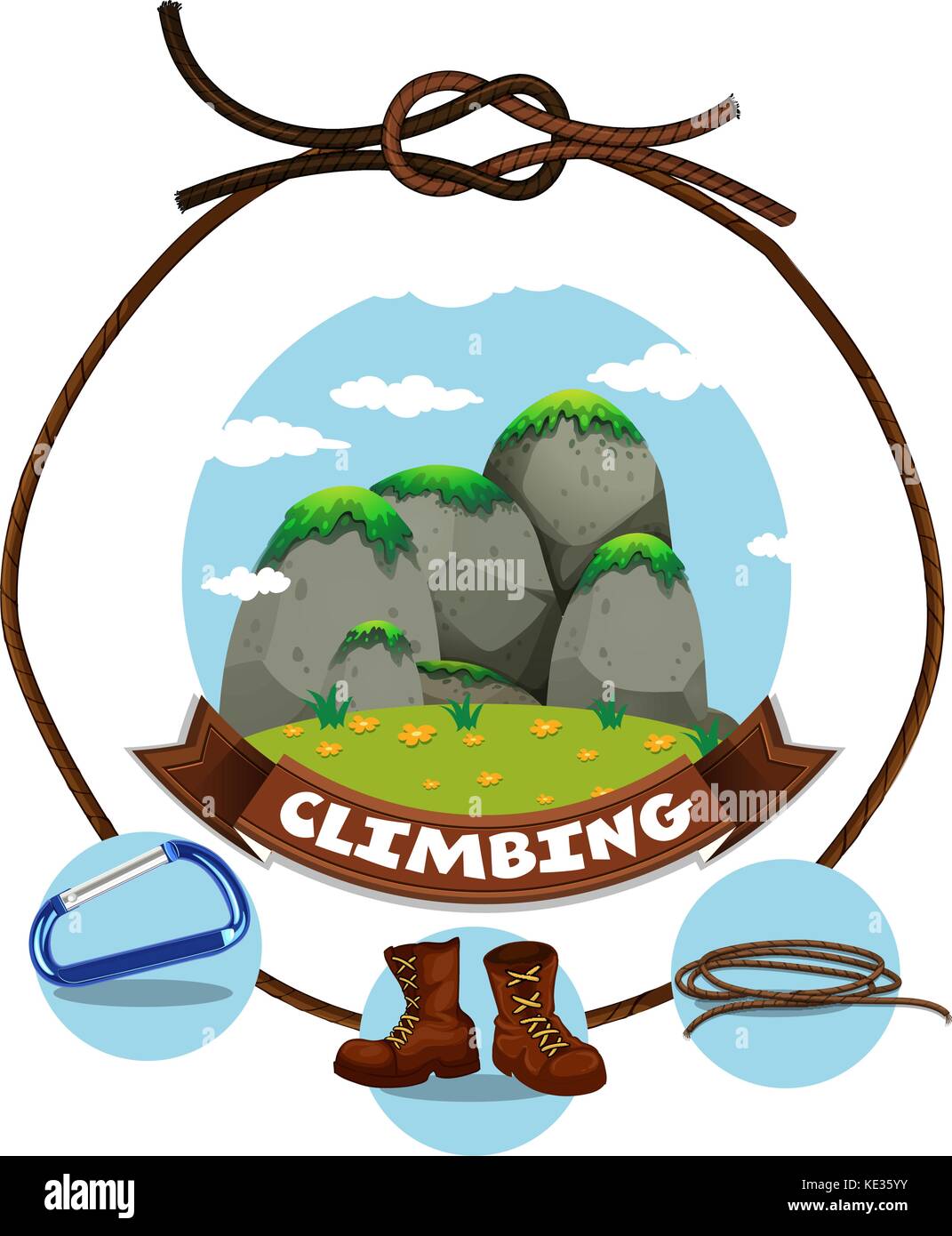 Climbing sign and moutain view illustration Stock Vector Image & Art ...
