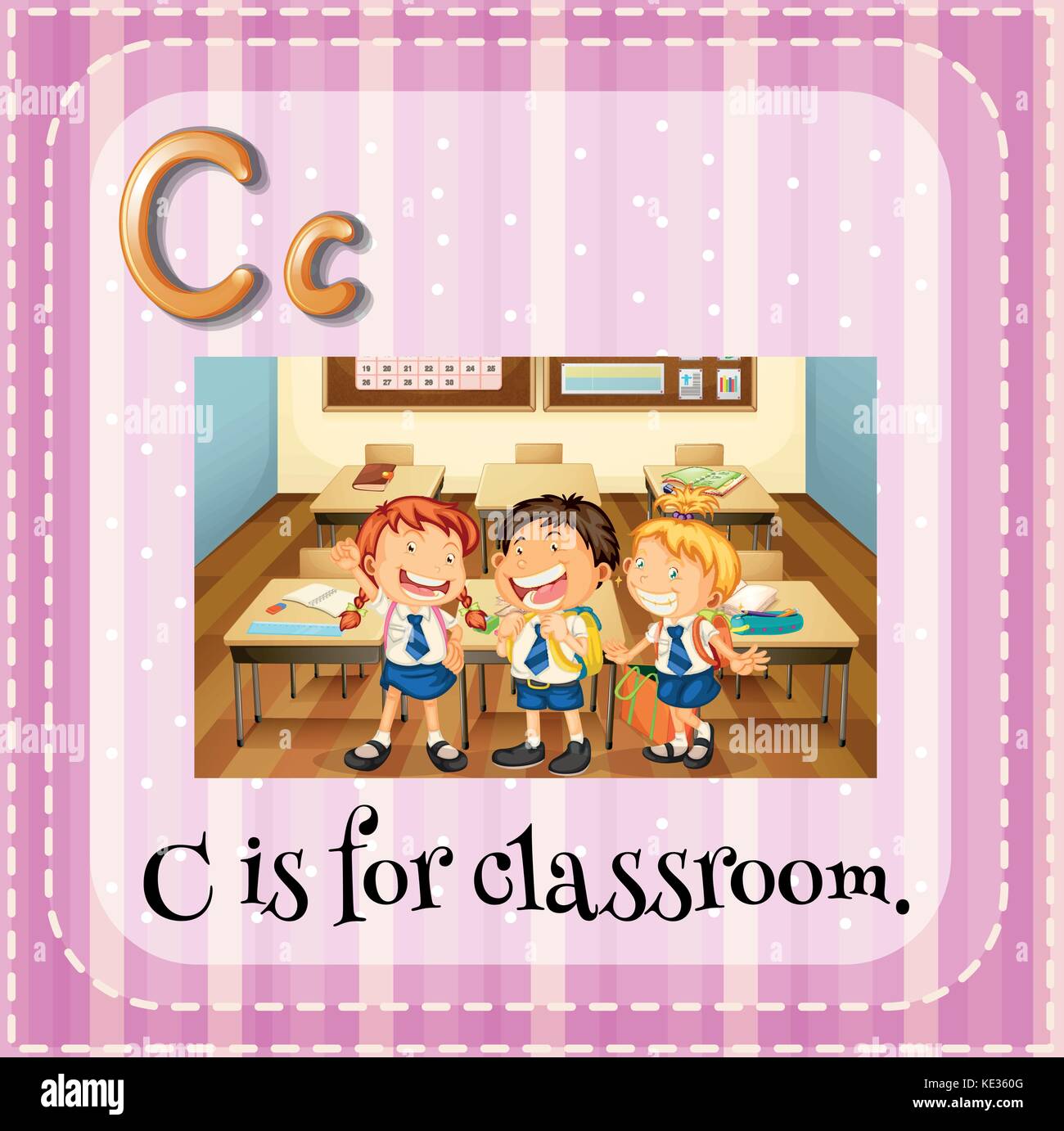 Flashcard letter C is for classroom illustration Stock Vector Image ...