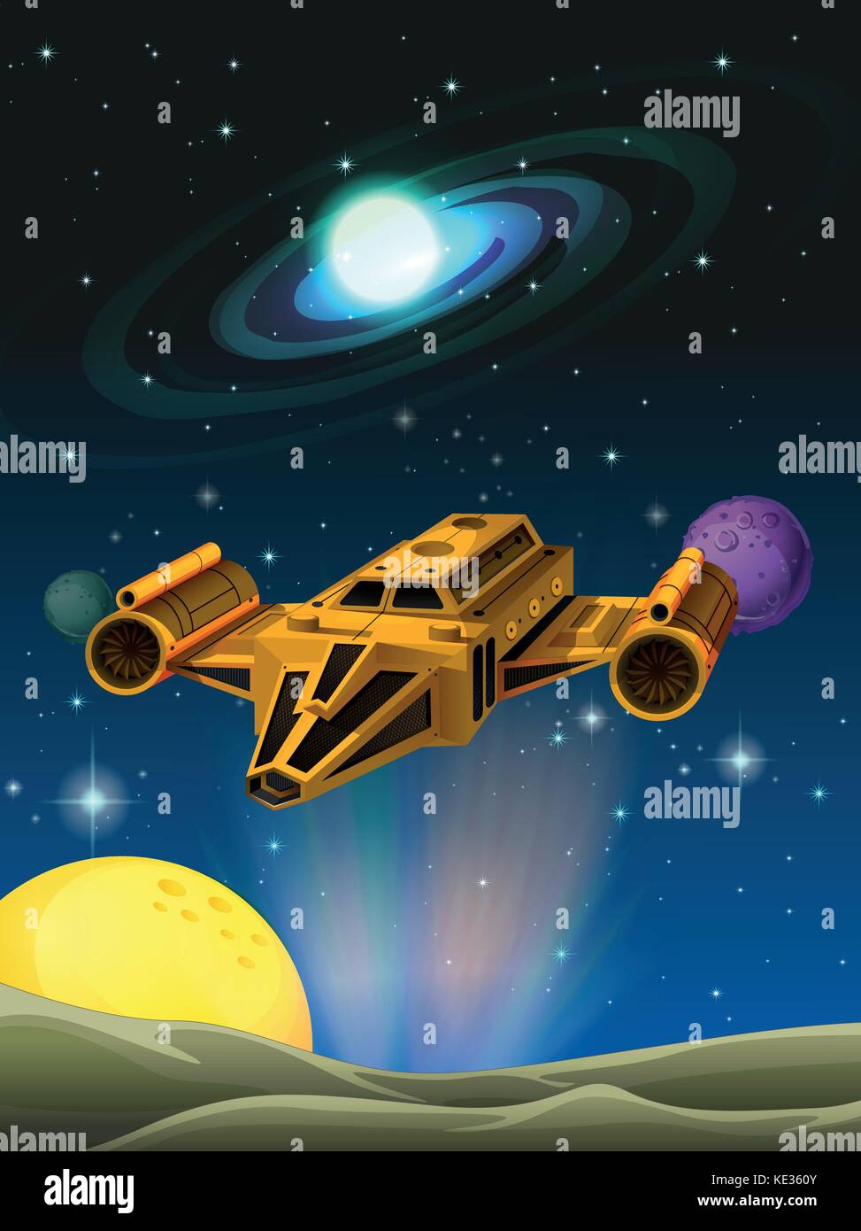 Spaceship landing on planet illustration Stock Vector Image & Art - Alamy