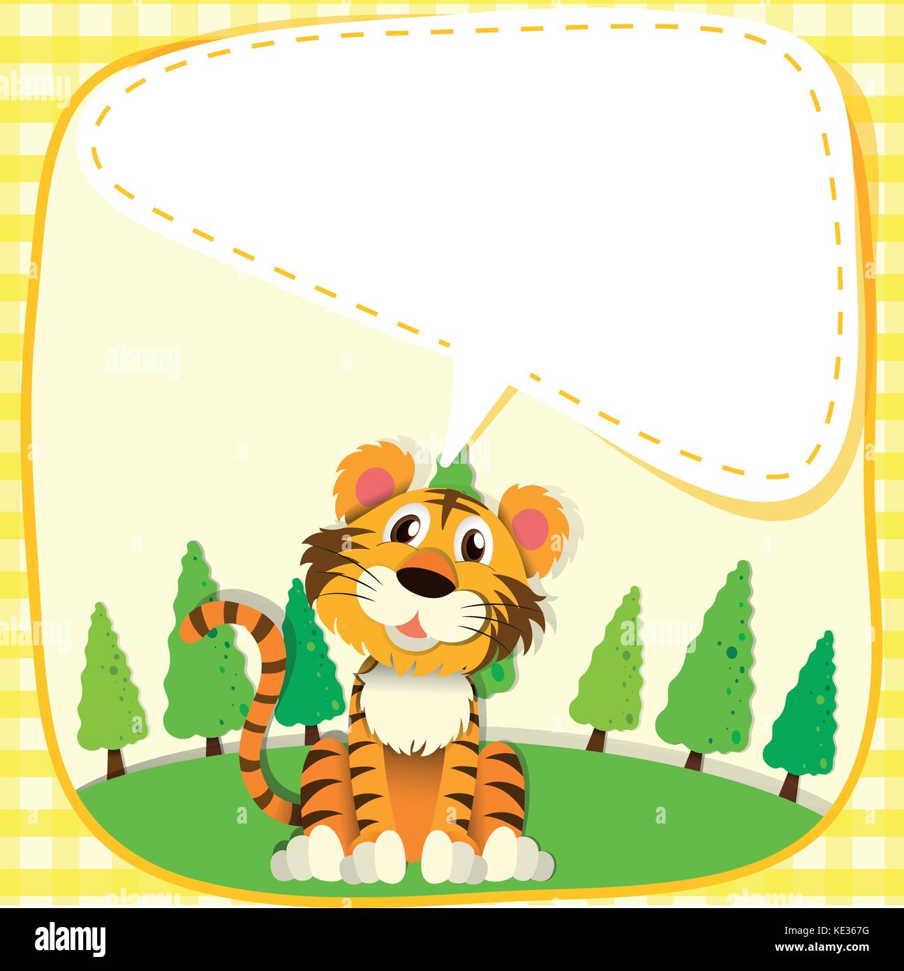 Border design with lion in the park illustration Stock Vector Image ...