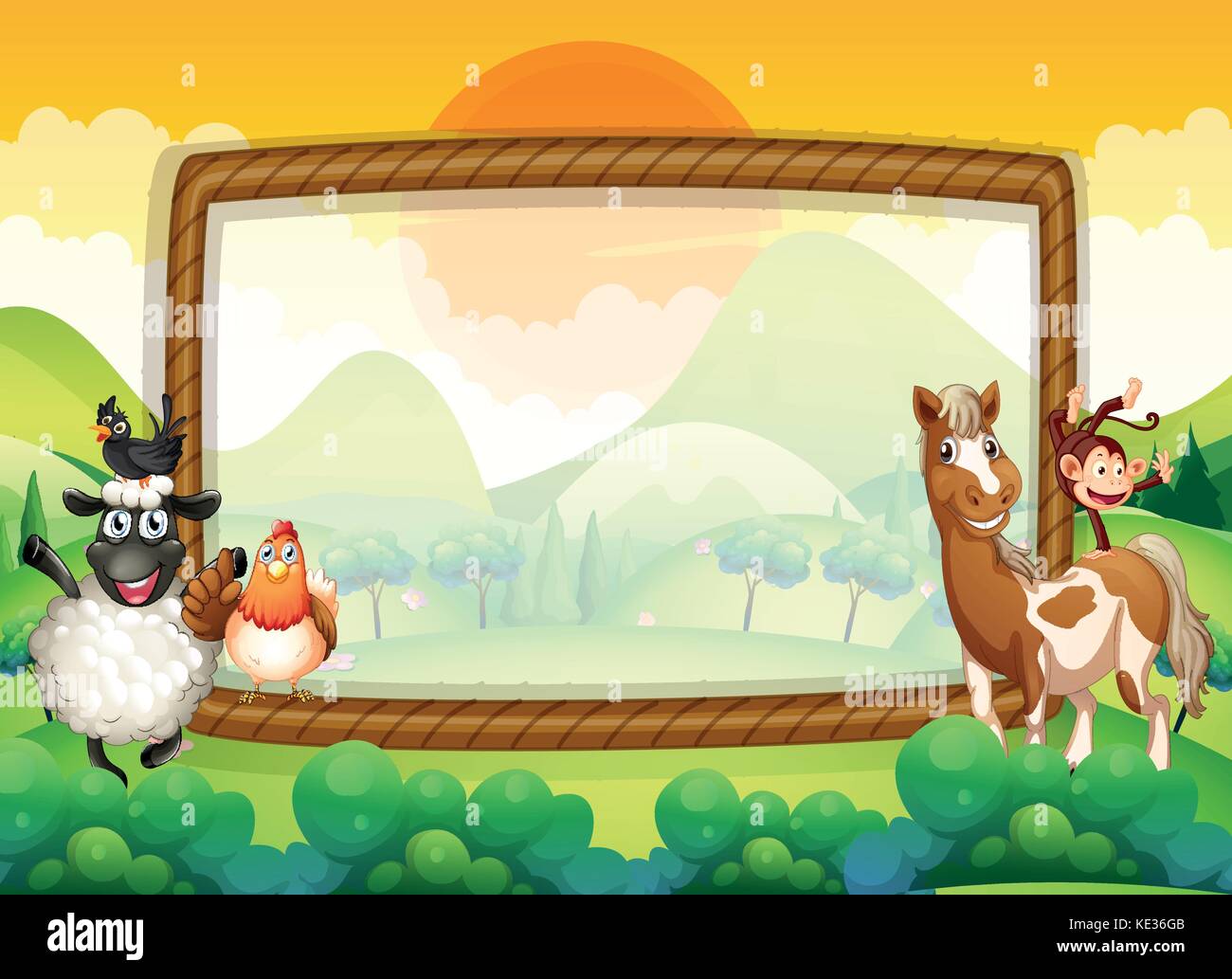 Frame design with farm animals illustration Stock Vector Image & Art ...