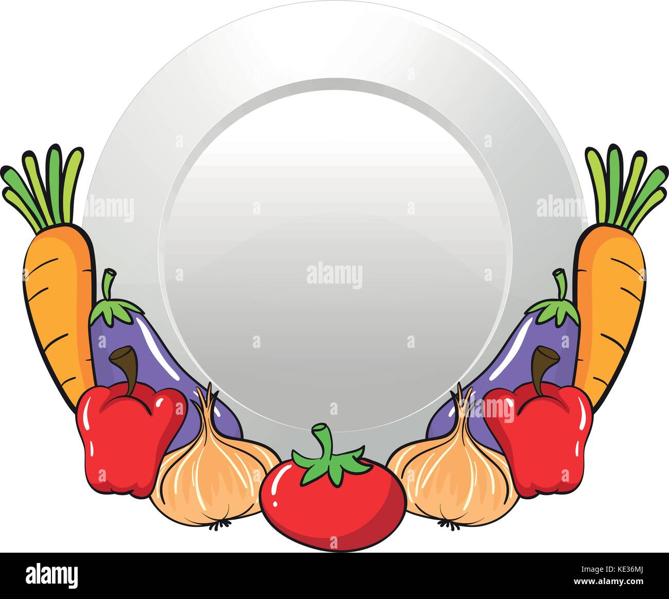 Vegetables and round plate illustration Stock Vector Image & Art - Alamy