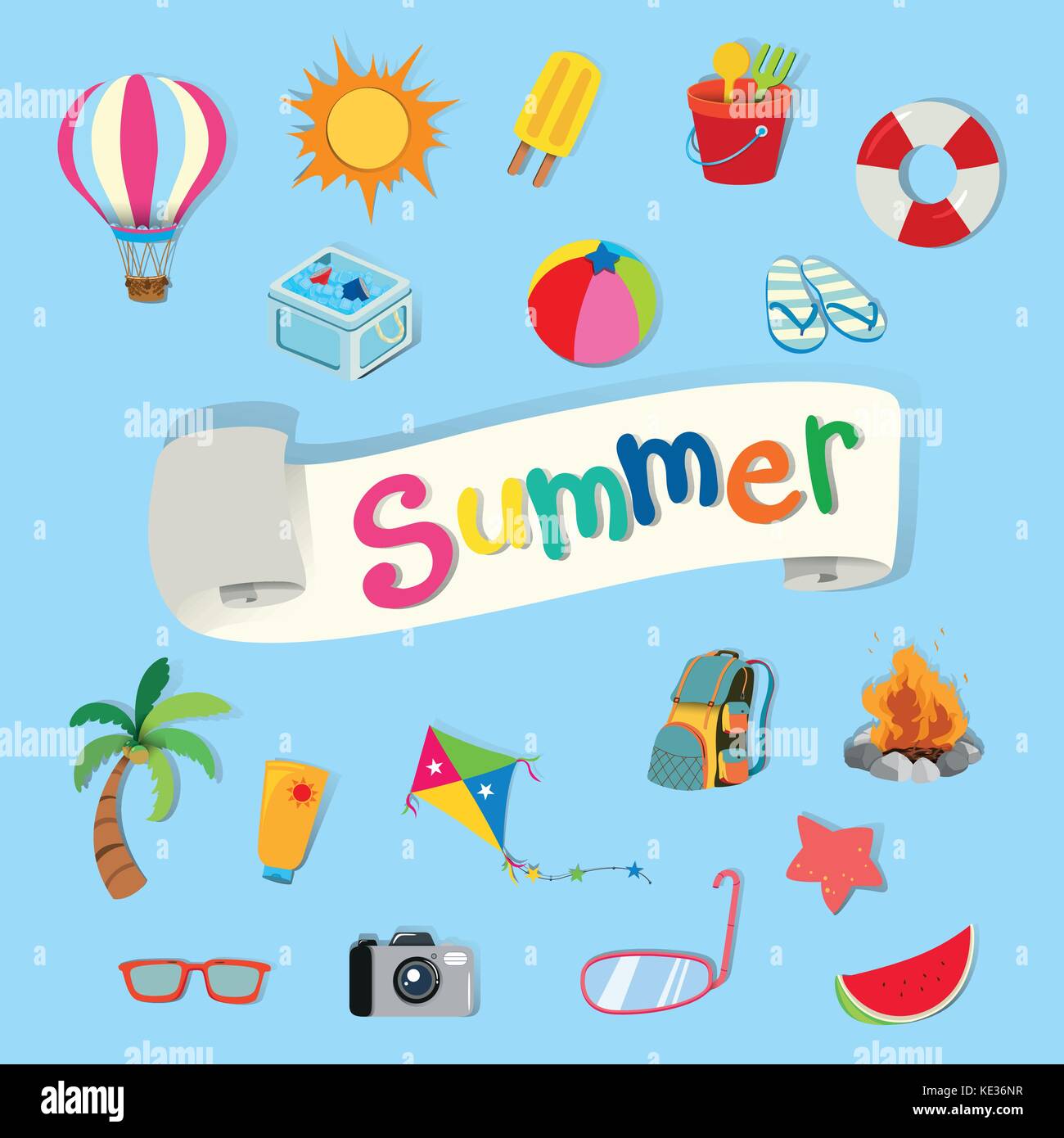 Banner design with summer objects illustration Stock Vector Image & Art ...