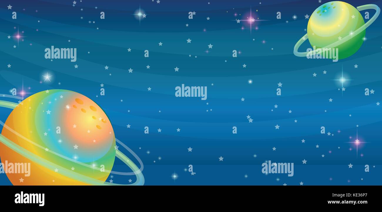 Space scene with two planets illustration Stock Vector Image & Art - Alamy