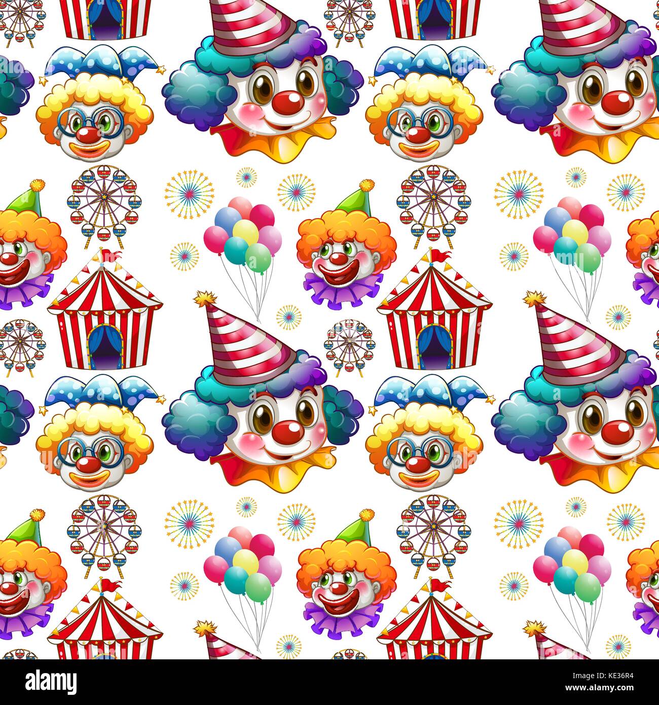 Seamless background with clowns and circus illustration Stock Vector ...