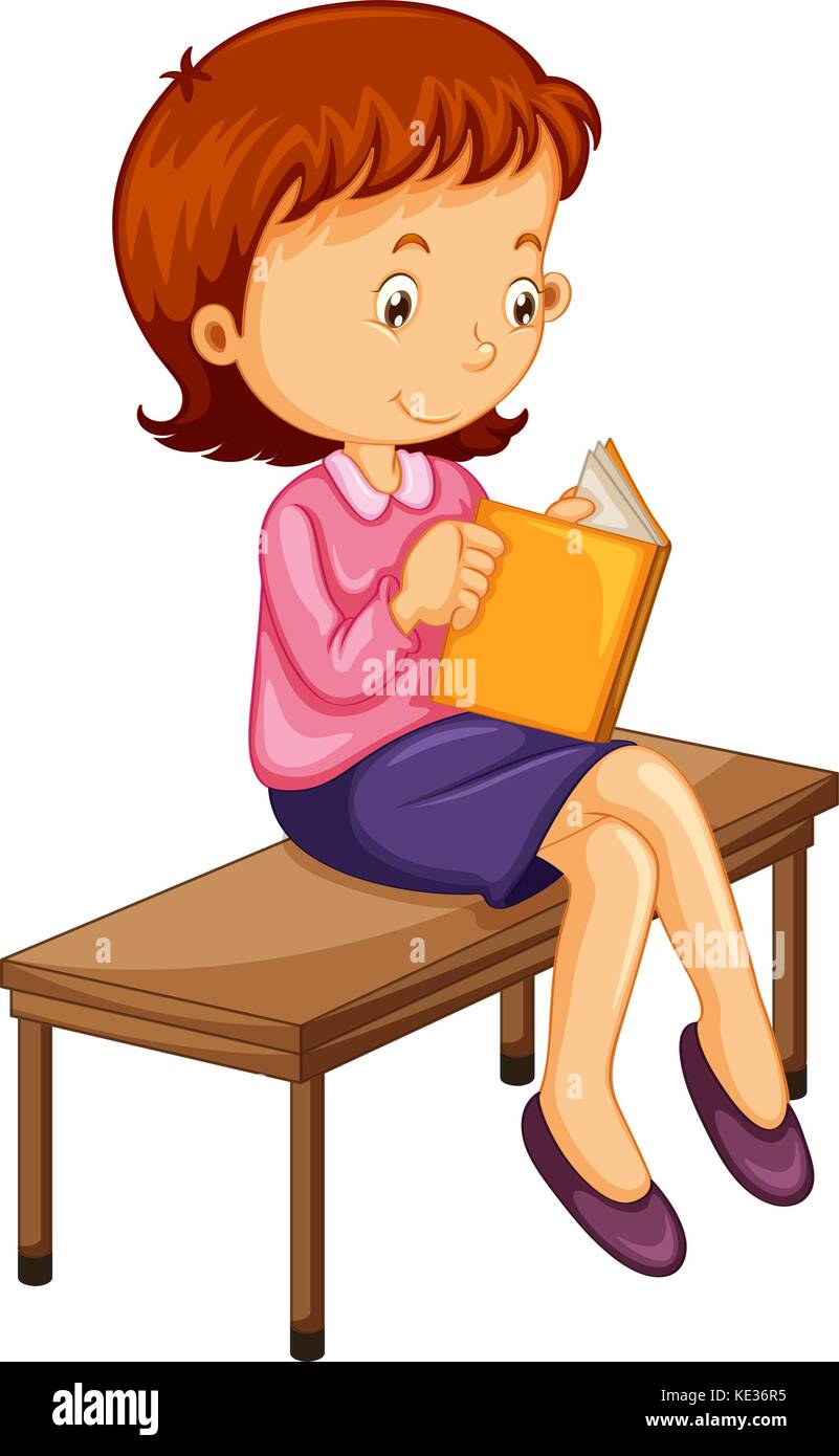Reading on the bench Stock Vector Images - Alamy