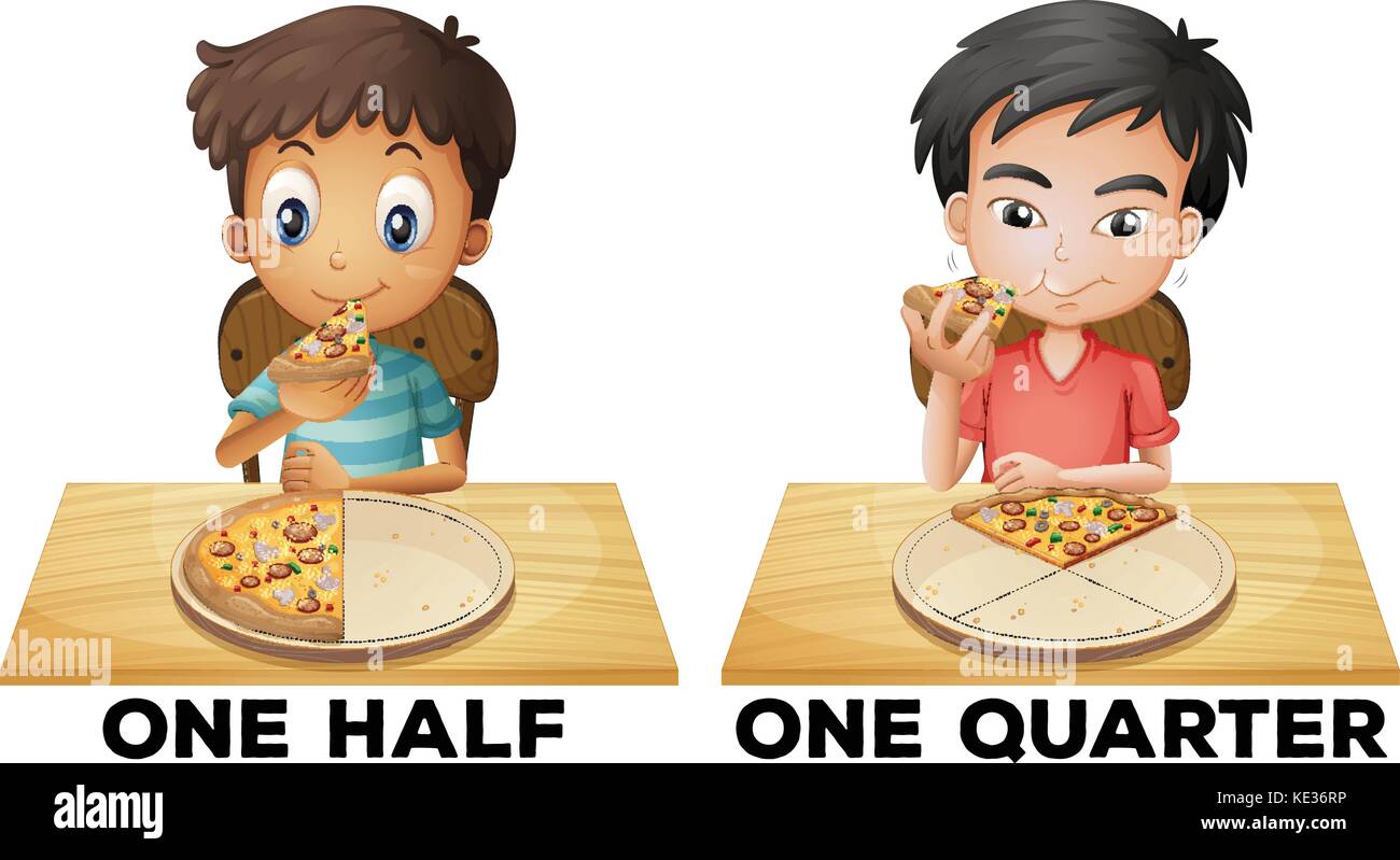 Fractions one half and one quarter illustration Stock Vector Image ...