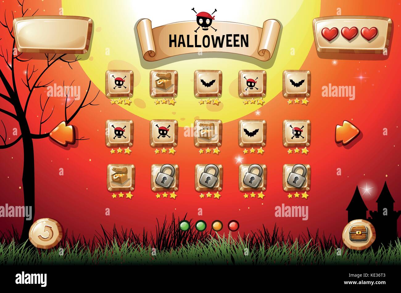 Game template with halloween theme illustration Stock Vector Image ...