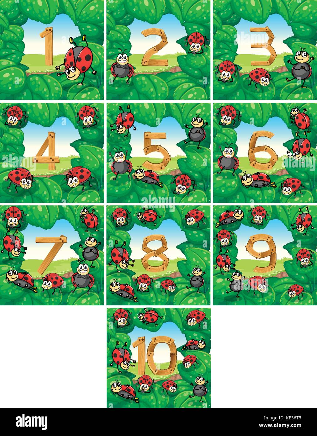 Number six ladybug Stock Vector Images - Alamy