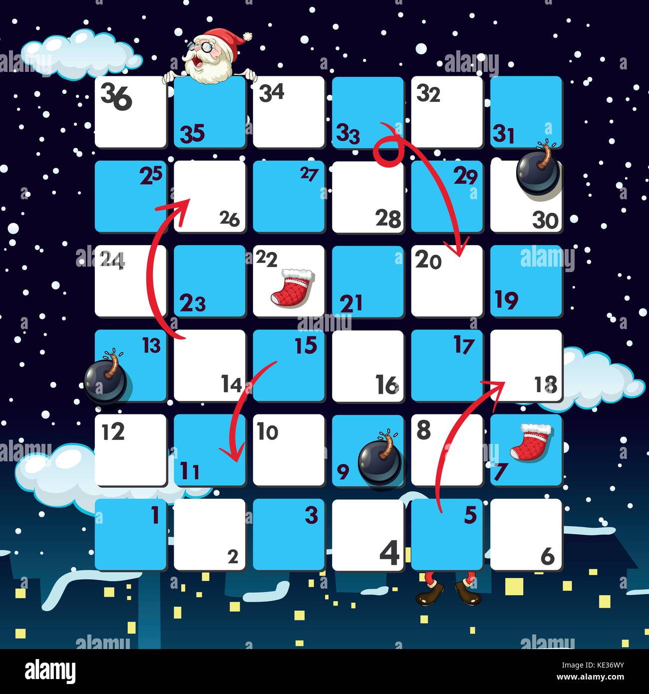 Boardgame template with santa at night illustration Stock Vector Image ...