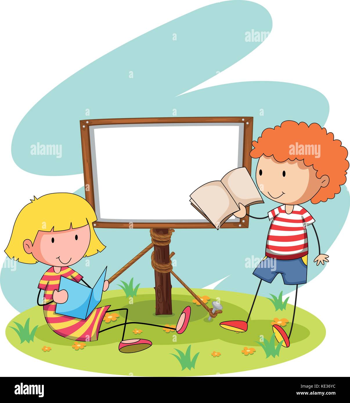 Girl reading textbook in Stock Vector Images - Alamy