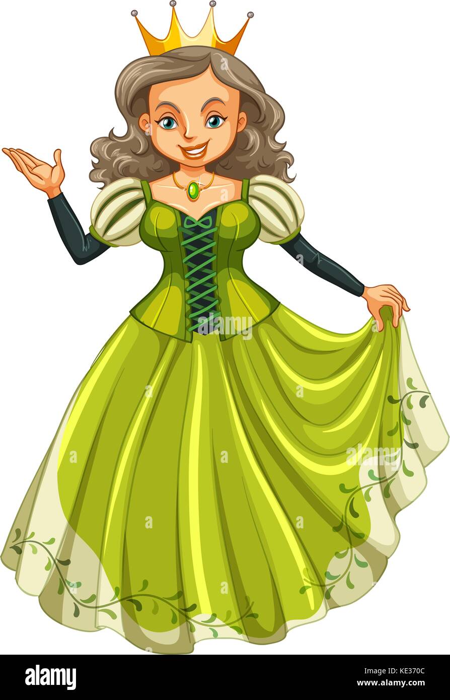 Queen in green dress illustration Stock Vector Image & Art - Alamy