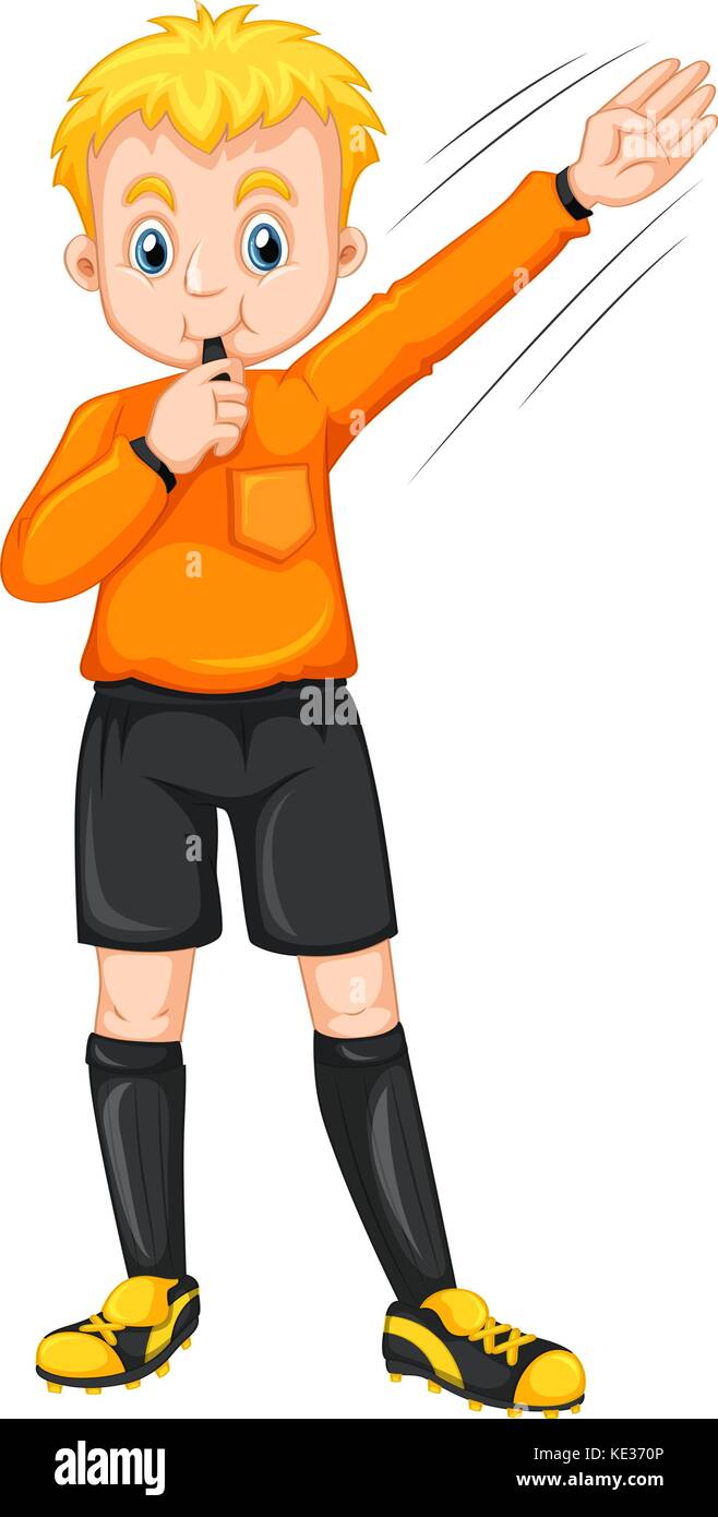 Referee blowing whistle and making gesture illustration Stock Vector ...