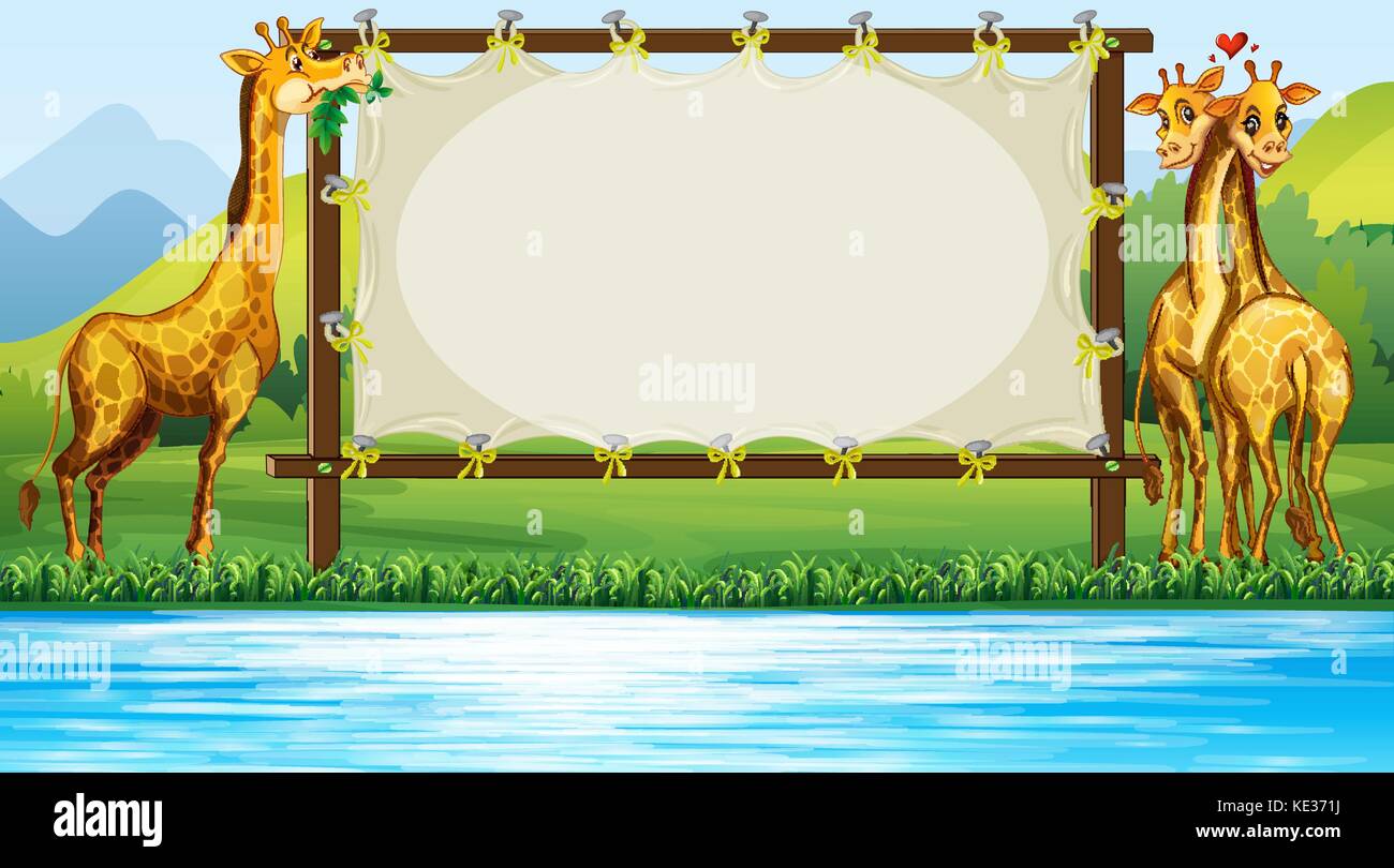 Frame design with two giraffes illustration Stock Vector Image & Art ...