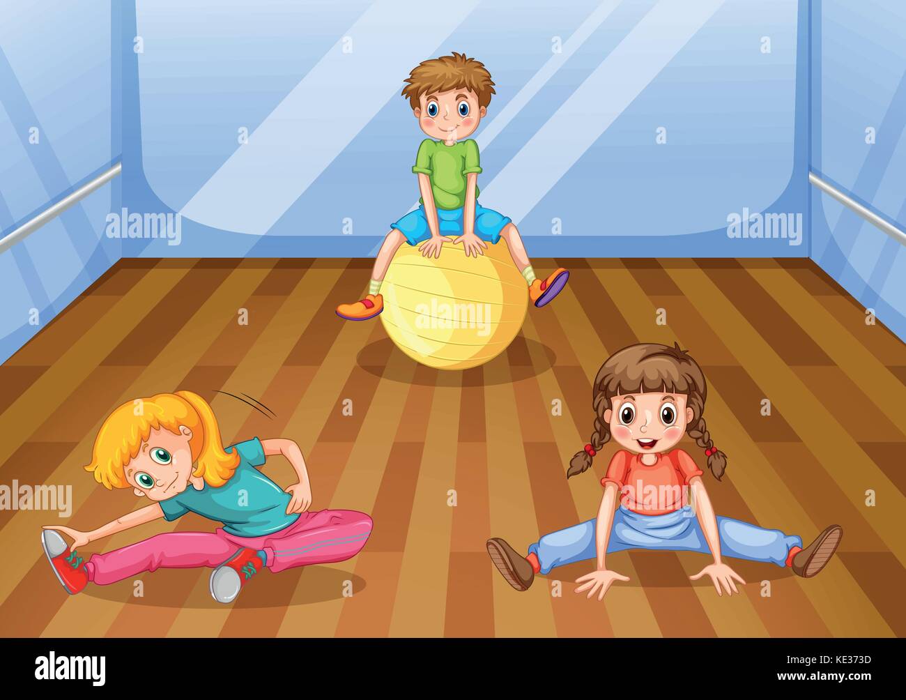 Children exercising in the room illustration Stock Vector Image & Art ...