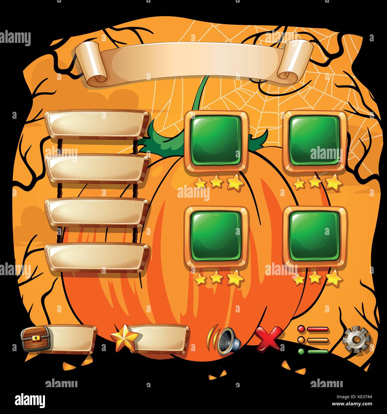 Game template with halloween theme illustration Stock Vector Image ...