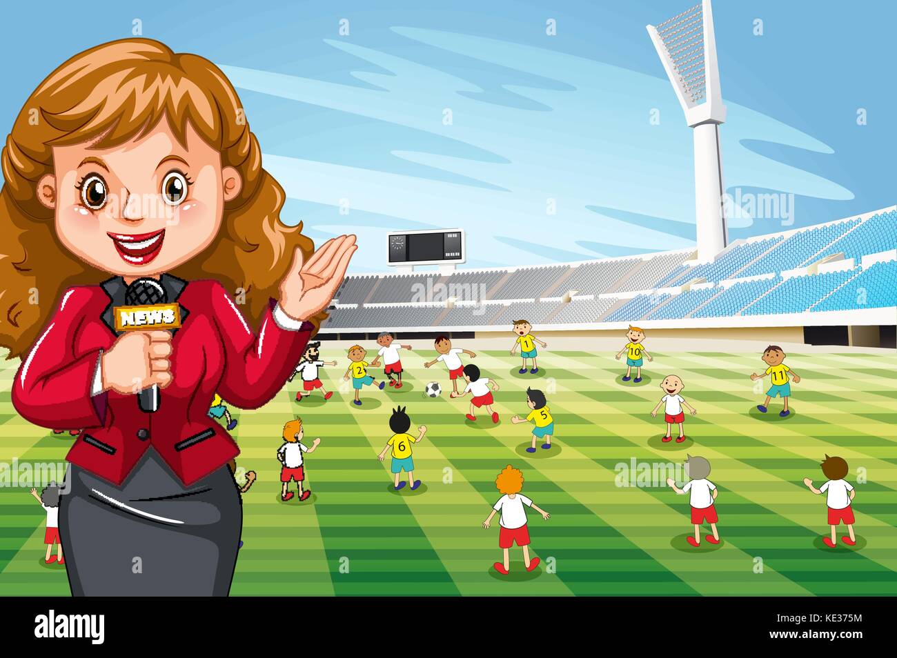 Reporter reporting sport news illustration Stock Vector Image & Art - Alamy